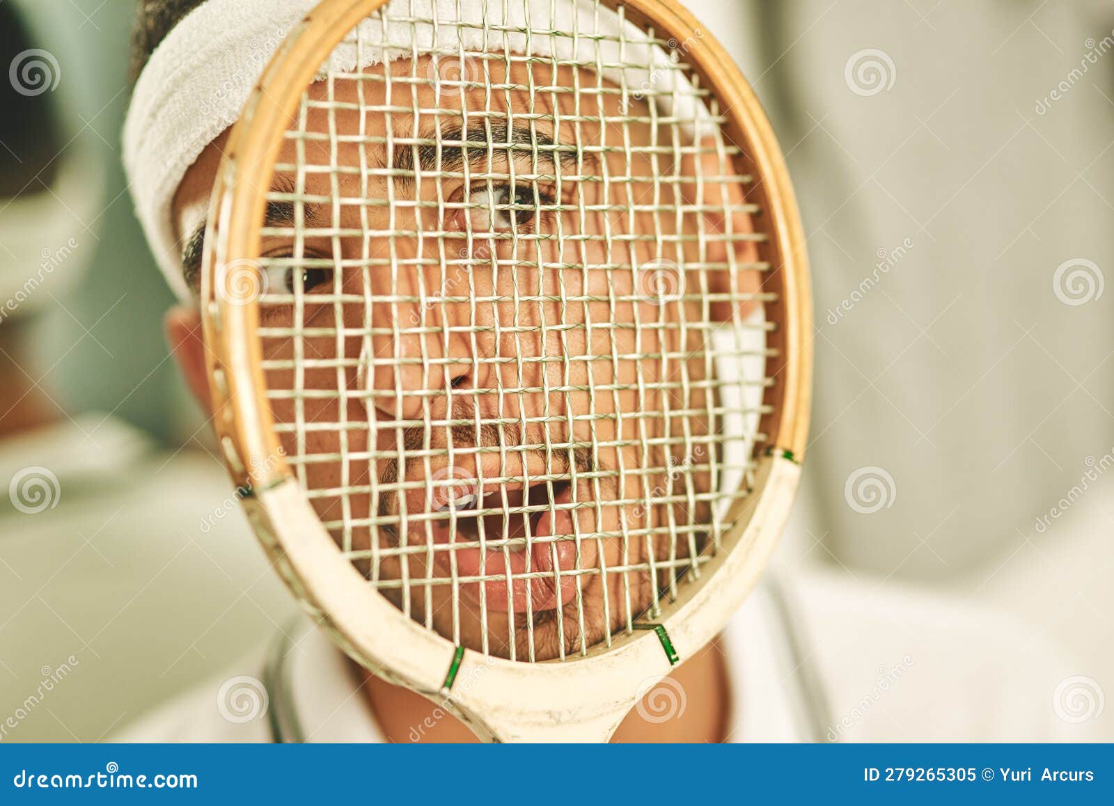 So this is Why they Call it Squash. a Young Man Pressing His Face Up ...