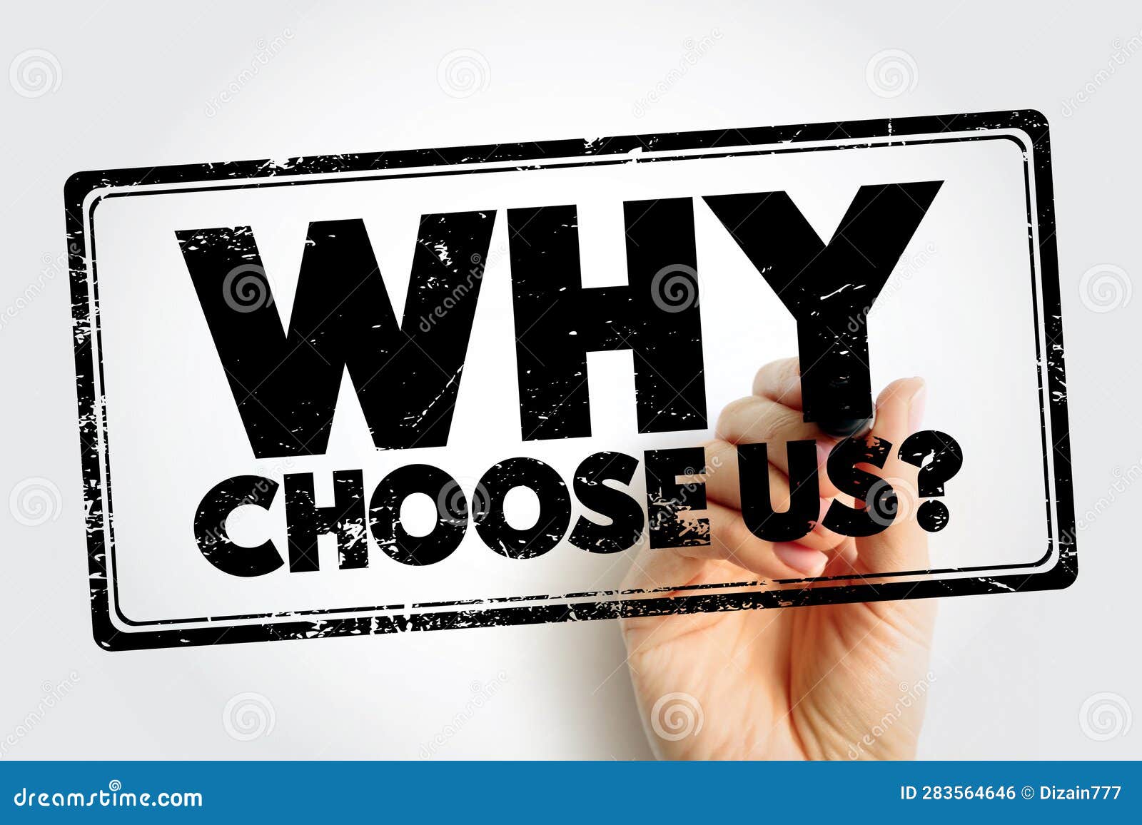 Why Choose Us Question Text Stamp, Concept Background Stock Photo ...