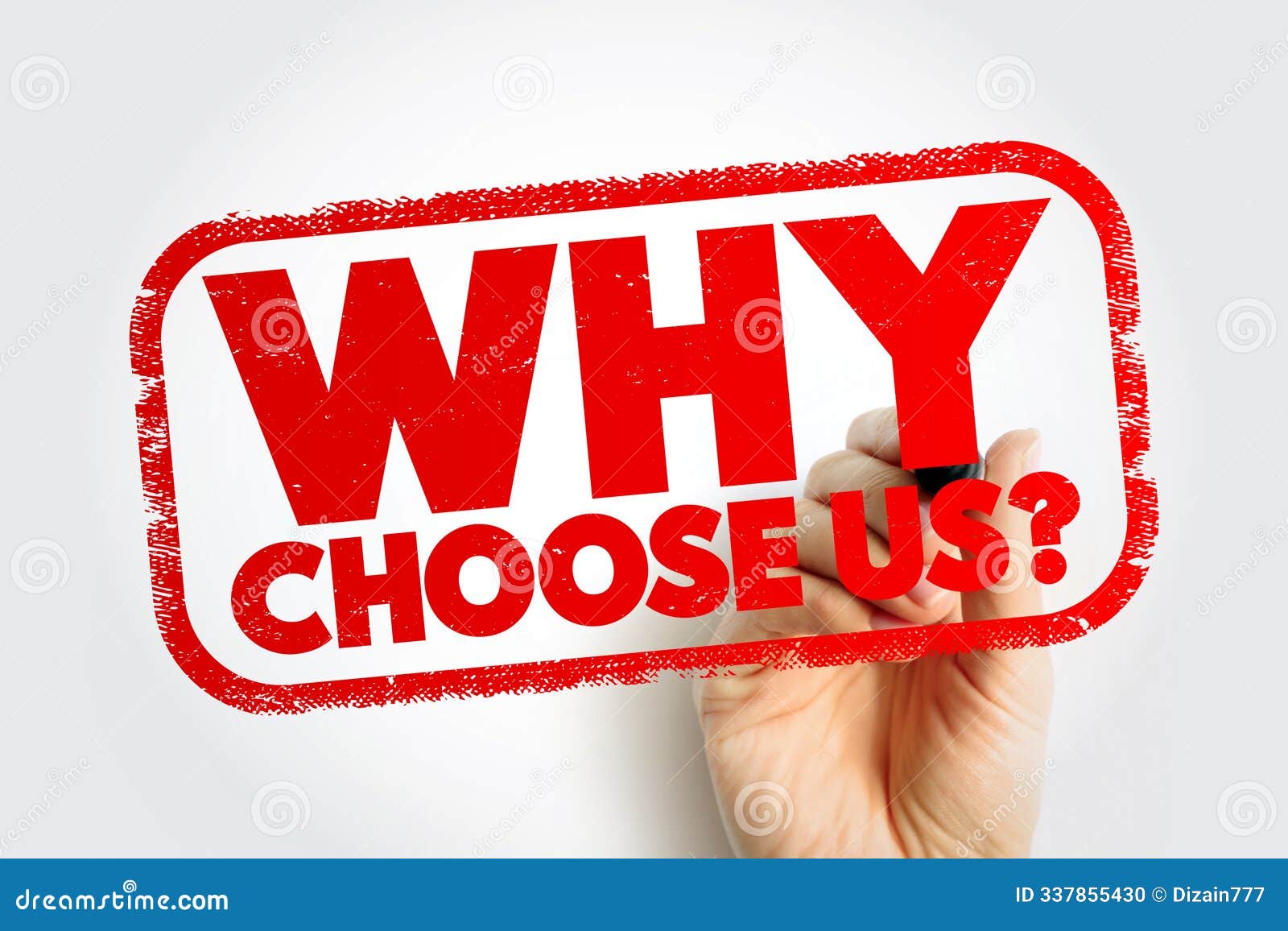 Why Choose Us Question Text Stamp, Concept Background Stock Photo ...