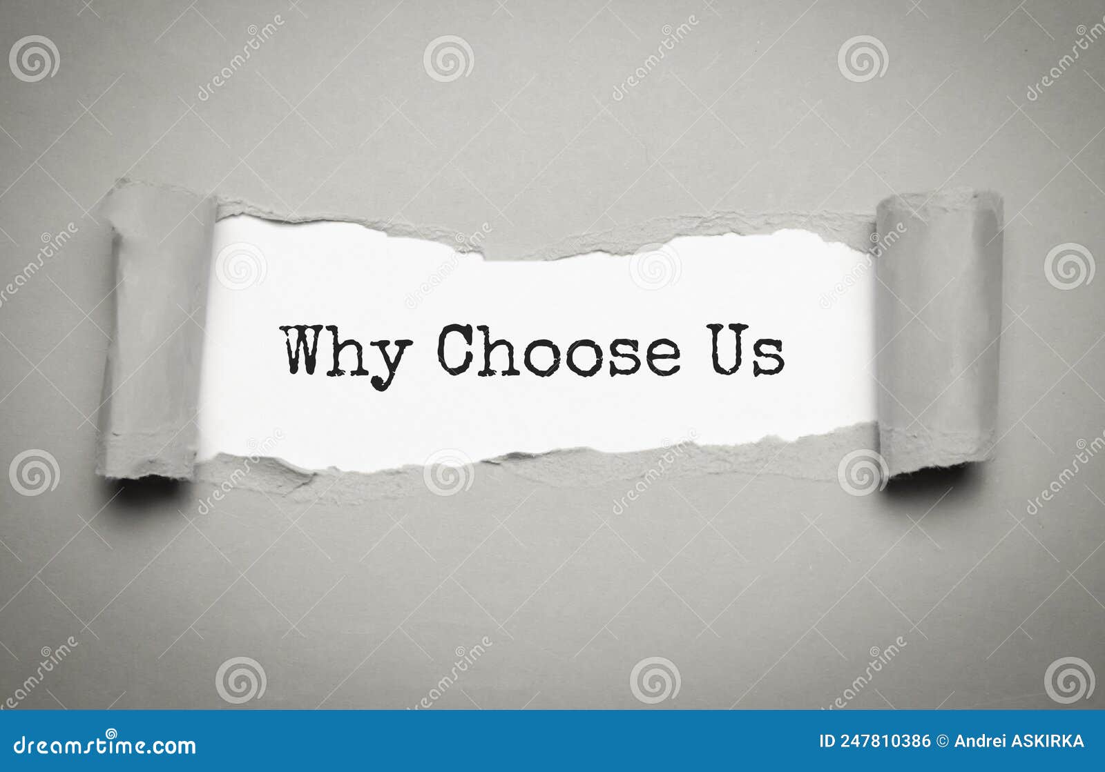 Why Choose Us. Text Inside Torn Paper Stock Photo - Image of business ...