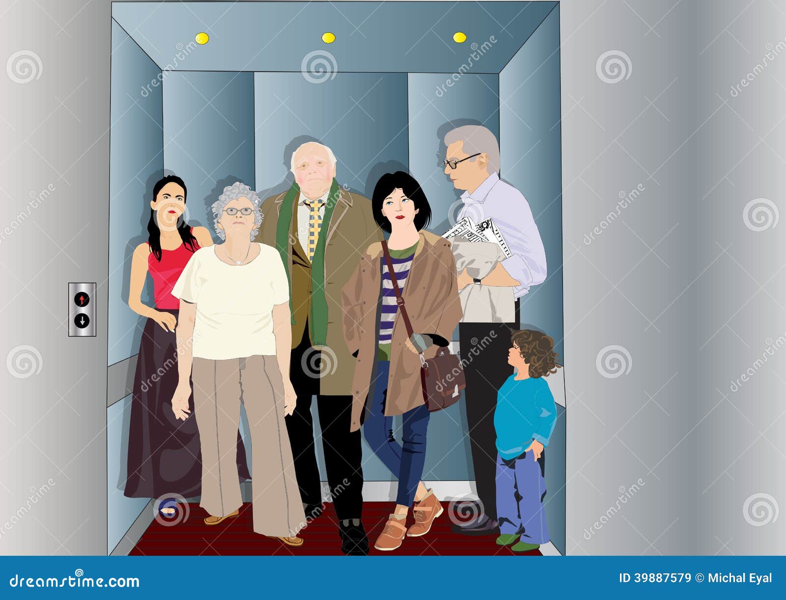 Crowded Elevator Clipart