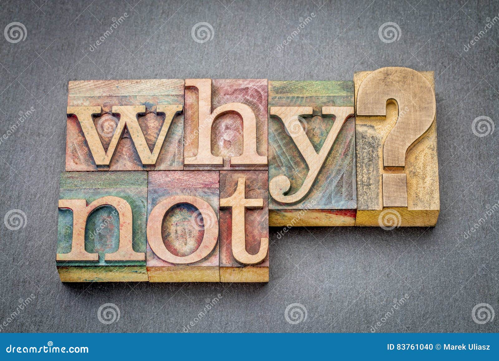 Why Not? Question in Letterpress Wood Type Stock Photo - Image of ...