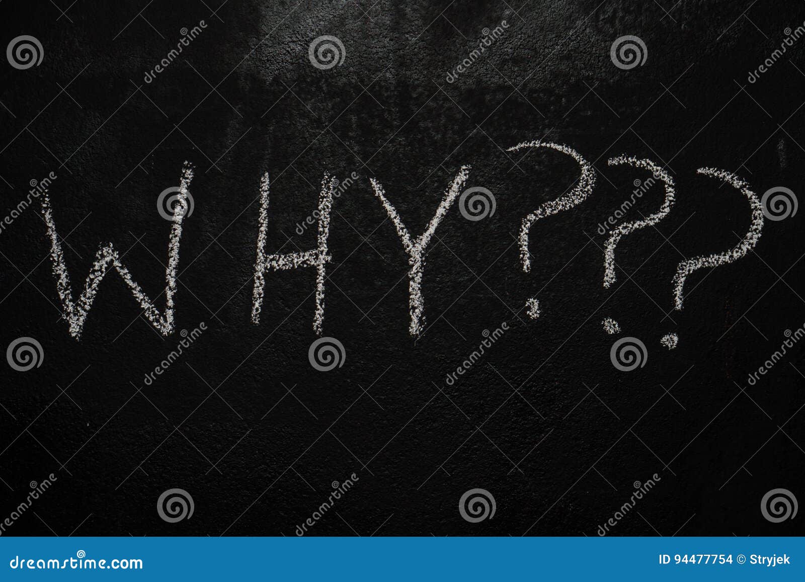 Why with Question Marks on Black Chalkboard Stock Photo - Image of ...