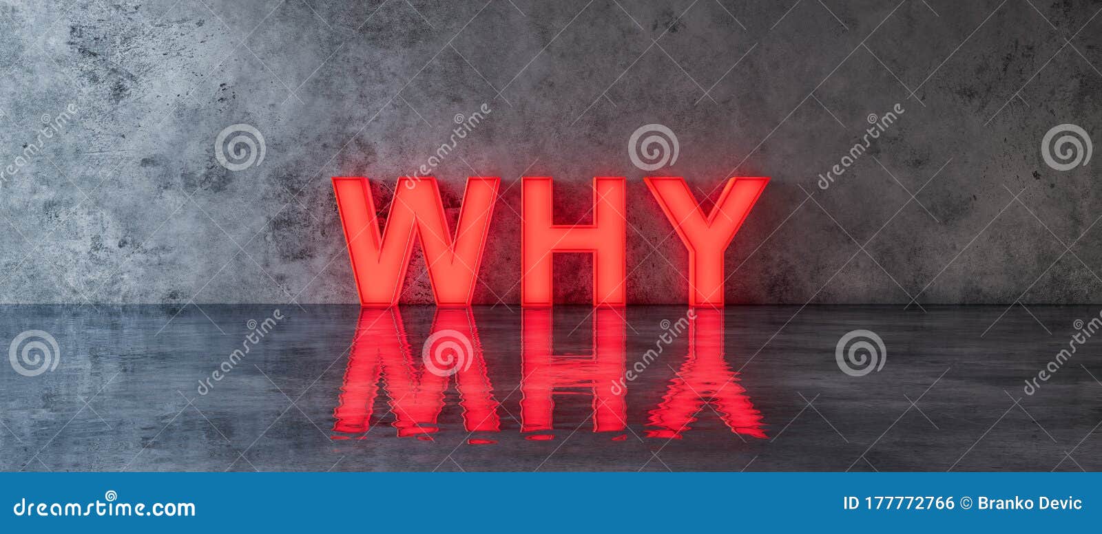 Why Question. Red Text Sign on Concrete Wall 3d Render Stock ...
