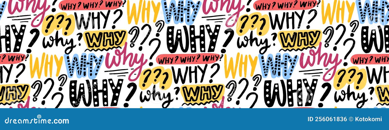 Why Question Seamless Pattern. Lot of Words, Different Lettering Styles ...