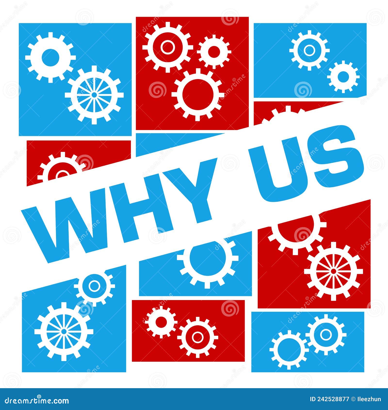 Why Us Blue Red Gears Grid Badge Style Stock Illustration ...