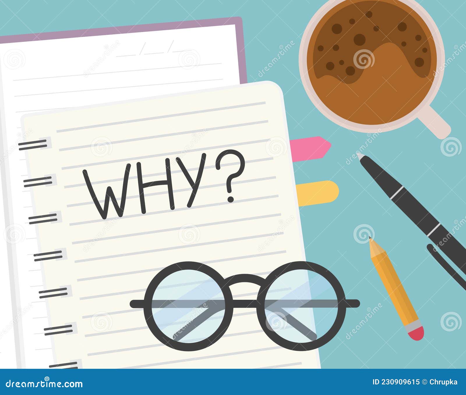 Why written in notebook stock vector. Illustration of question - 230909615