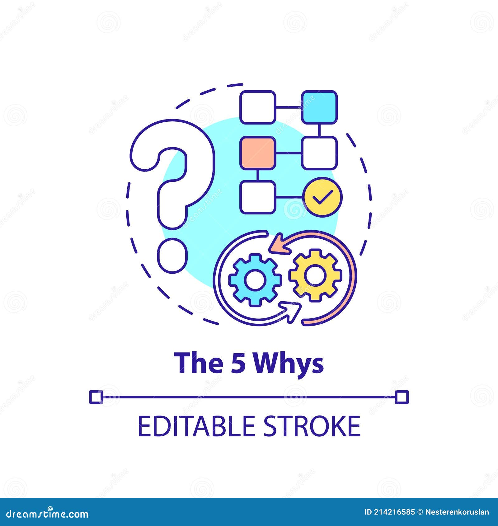 The 5 whys concept icon stock vector. Illustration of concept - 214216585