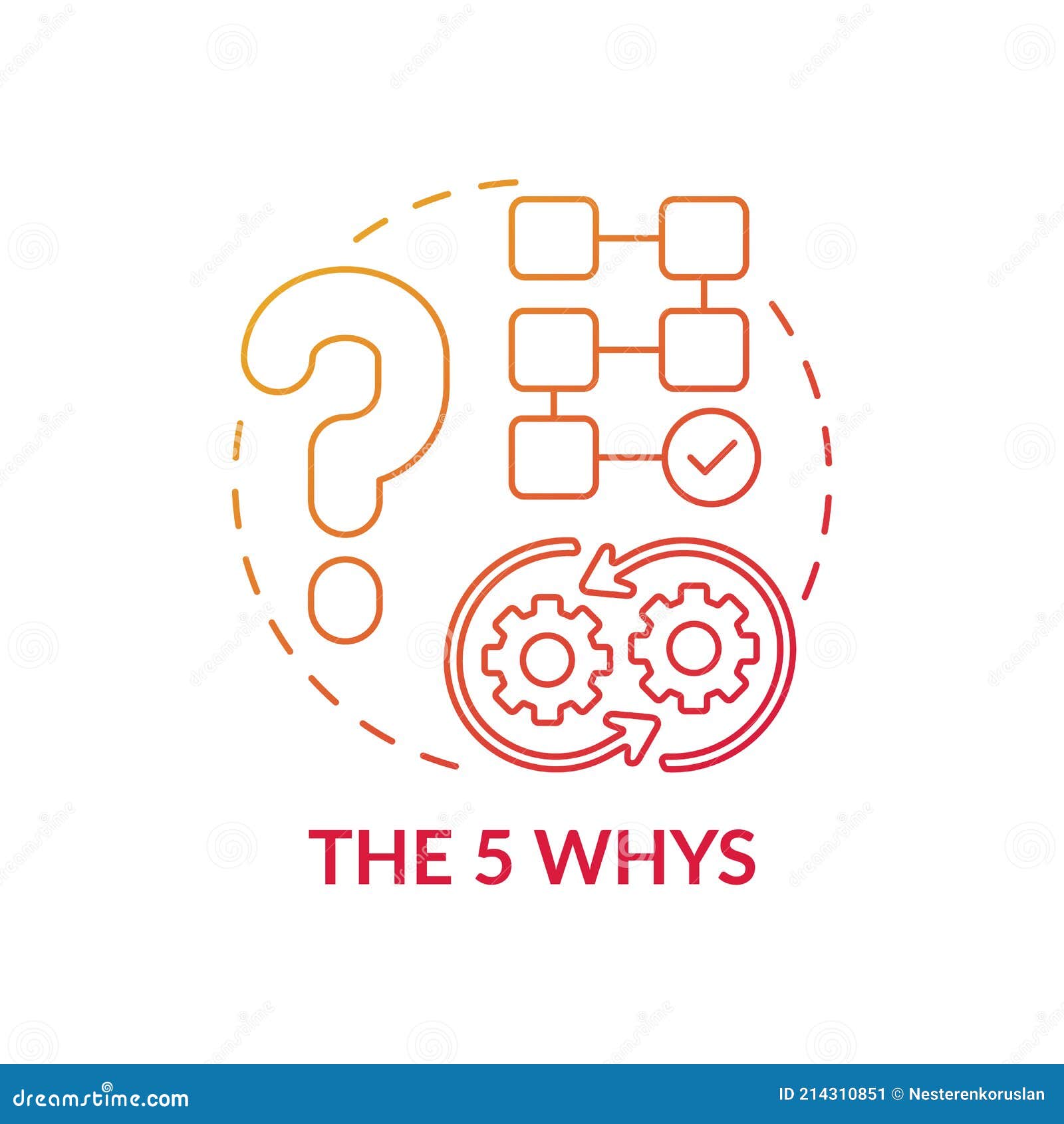 The 5 Whys Red Gradient Concept Icon Stock Vector - Illustration of ...