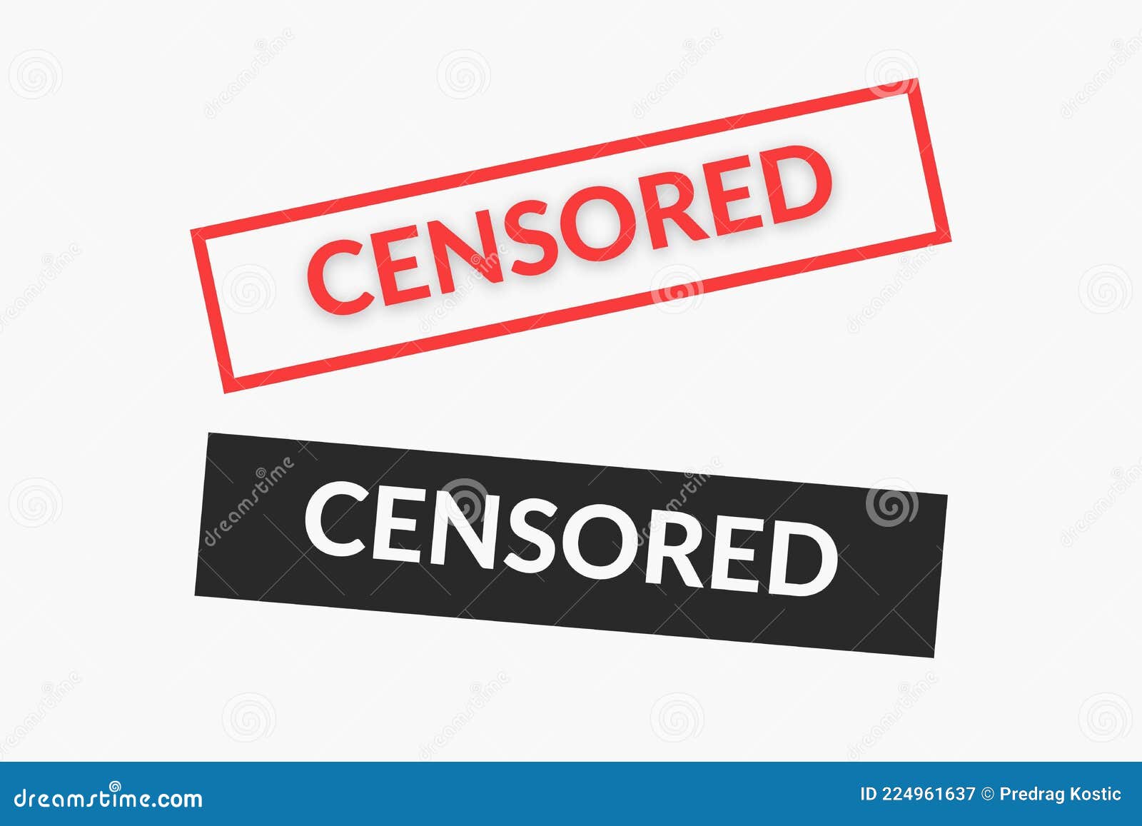 Censored Red Stamps Isolated On White Background Vector Illustration ...