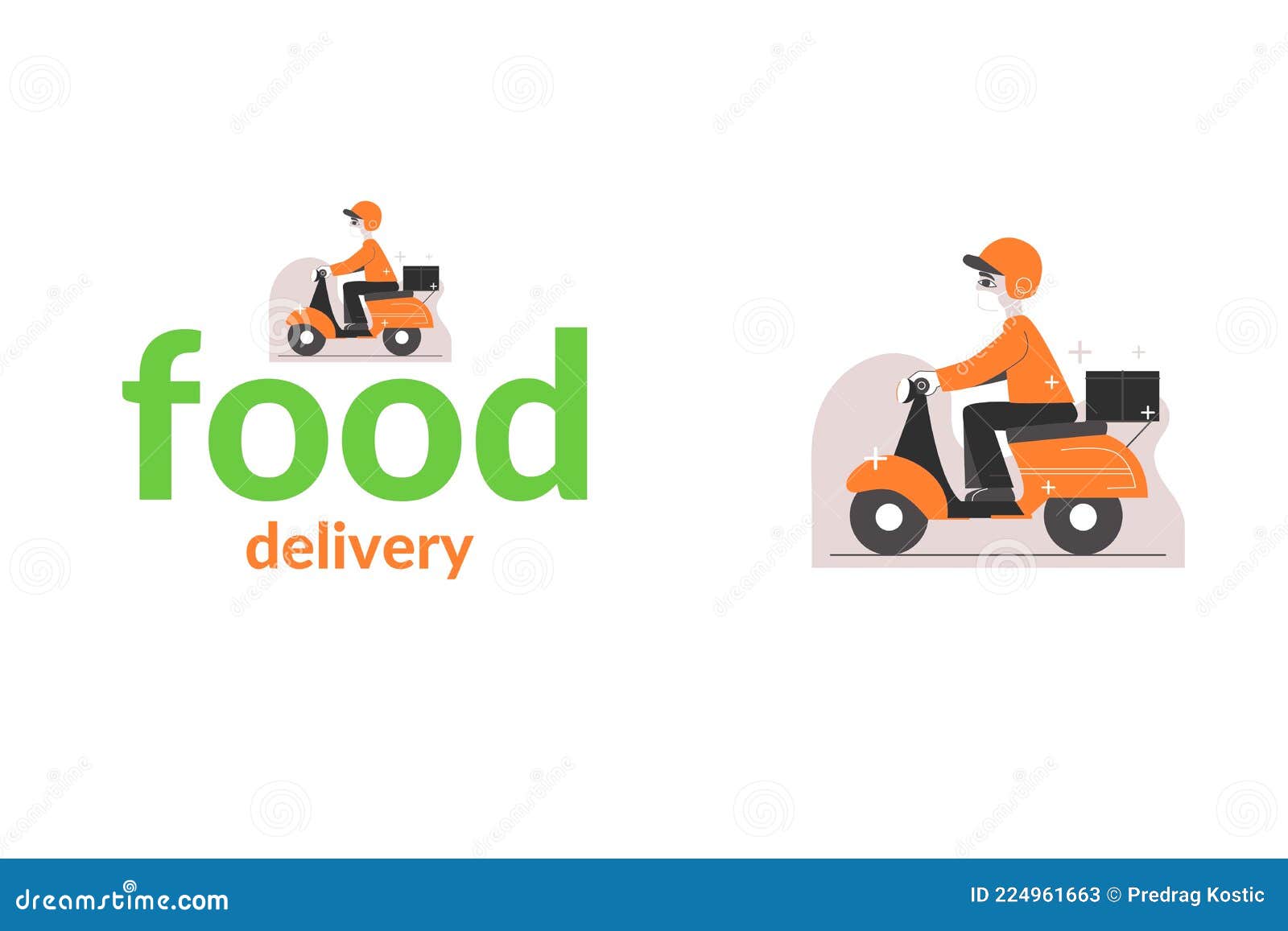 Food Delivery Signs or Logos Set. Stock Illustration - Illustration of ...
