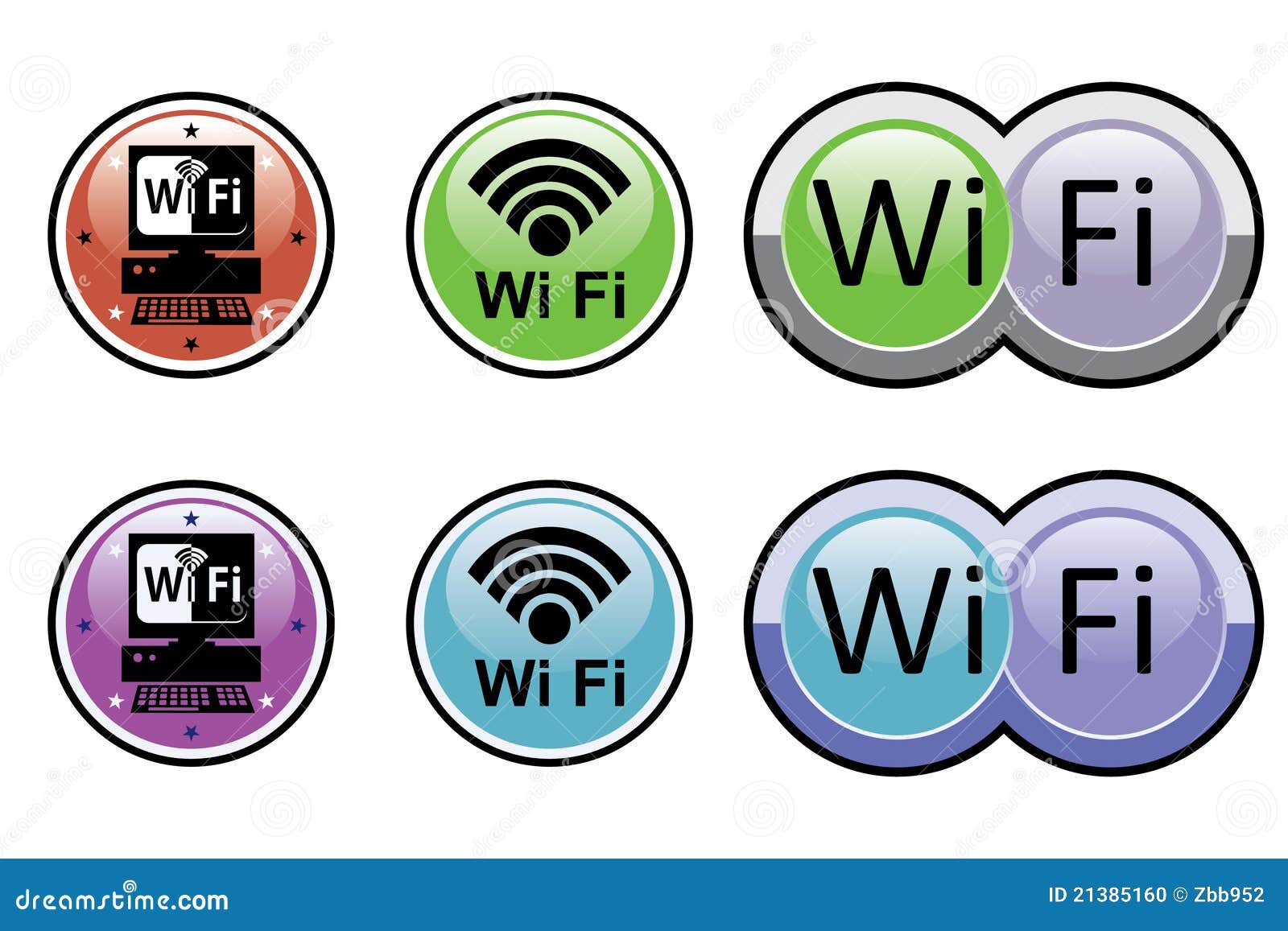 Wi fi buttons - stickers stock vector. Illustration of nice - 21385160