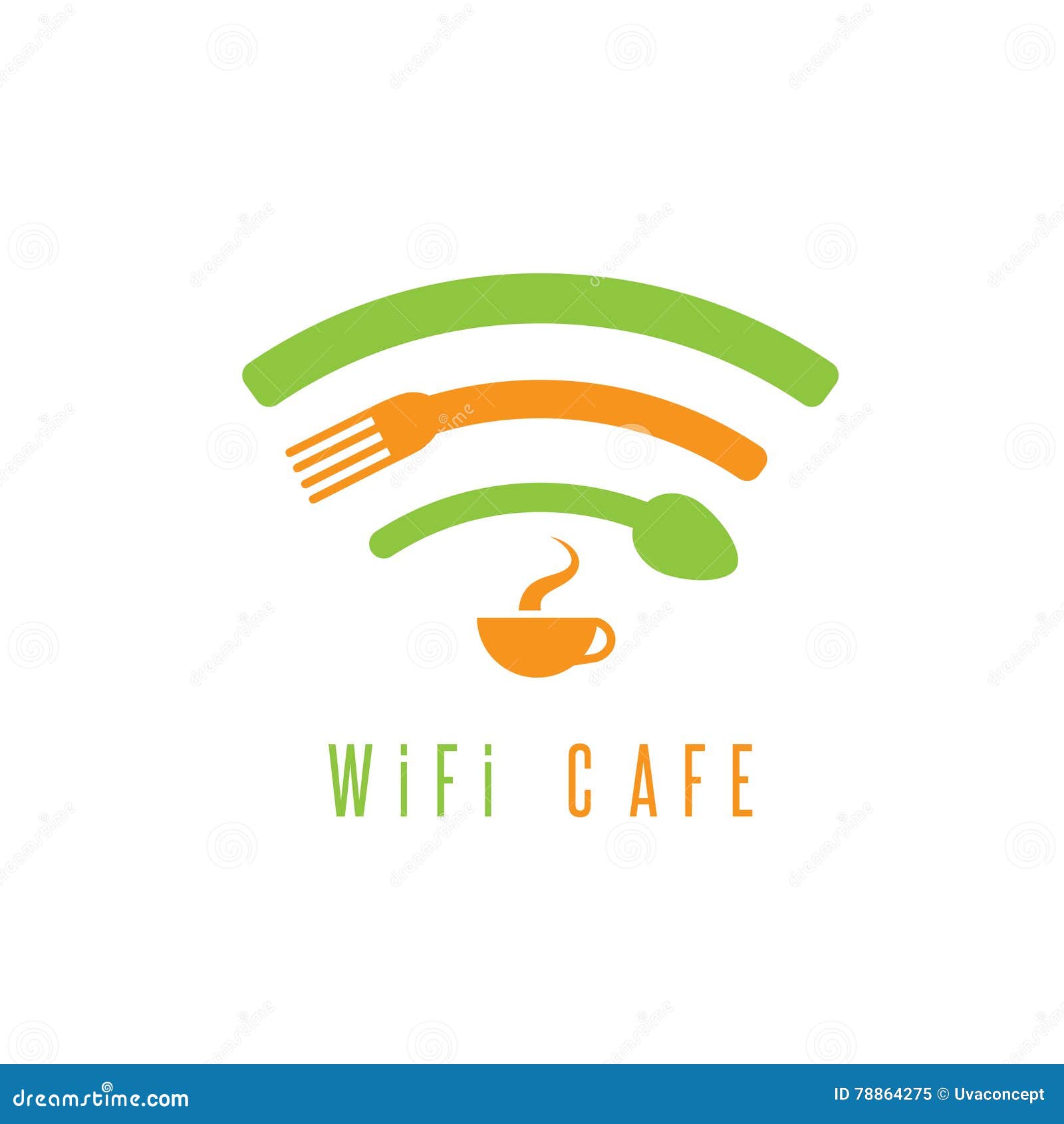 Wi-fi Cafe Simple Illustration with Cup of Coffee,spoon Stock Vector ...