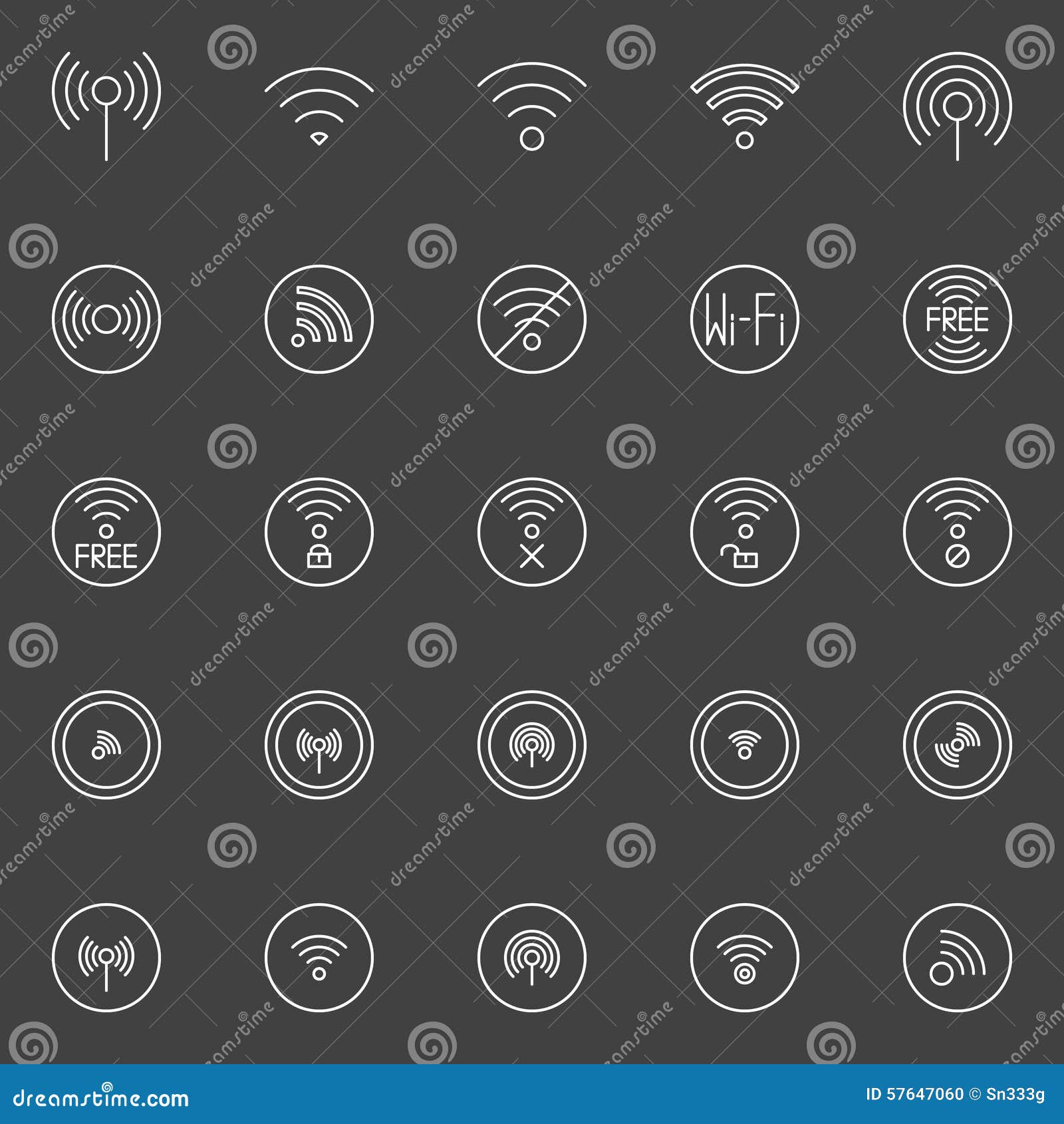 Wi-fi icons stock vector. Illustration of mobile, signal - 57647060