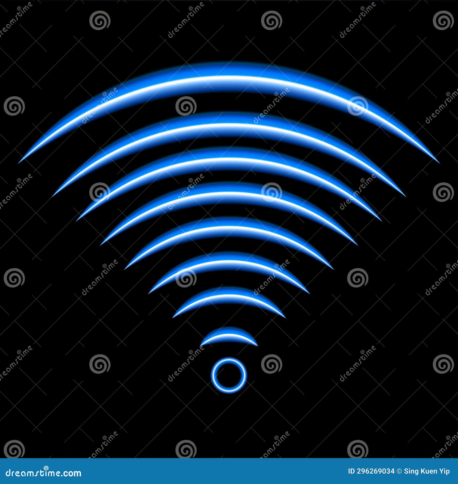 Wi-Fi Light, Blue Glowing Signal Internet Connection Stock Vector ...