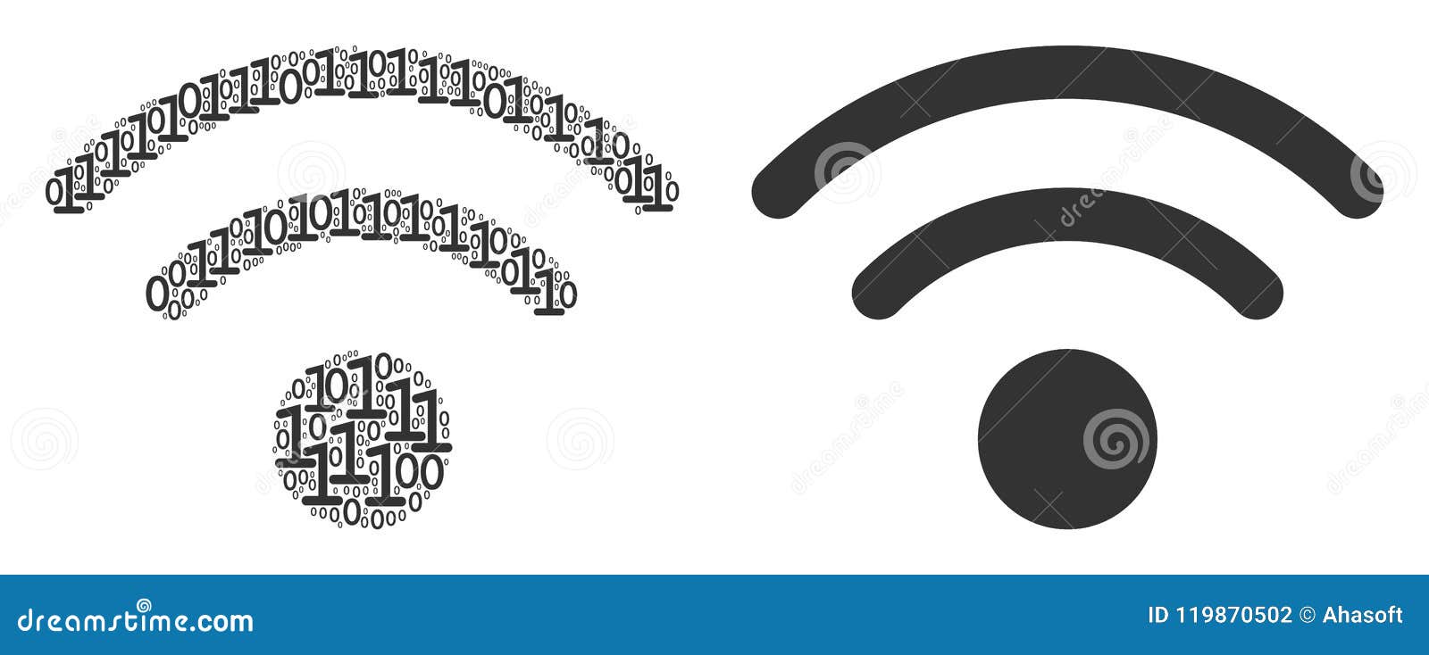 Wi-Fi Mosaic of Binary Digits Stock Vector - Illustration of ...