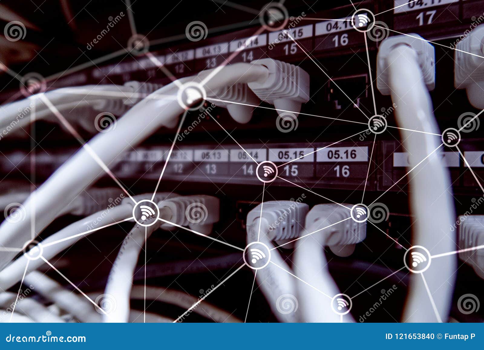 Wi Fi Network Abstract Structure on Modern Server Room Background Stock ...