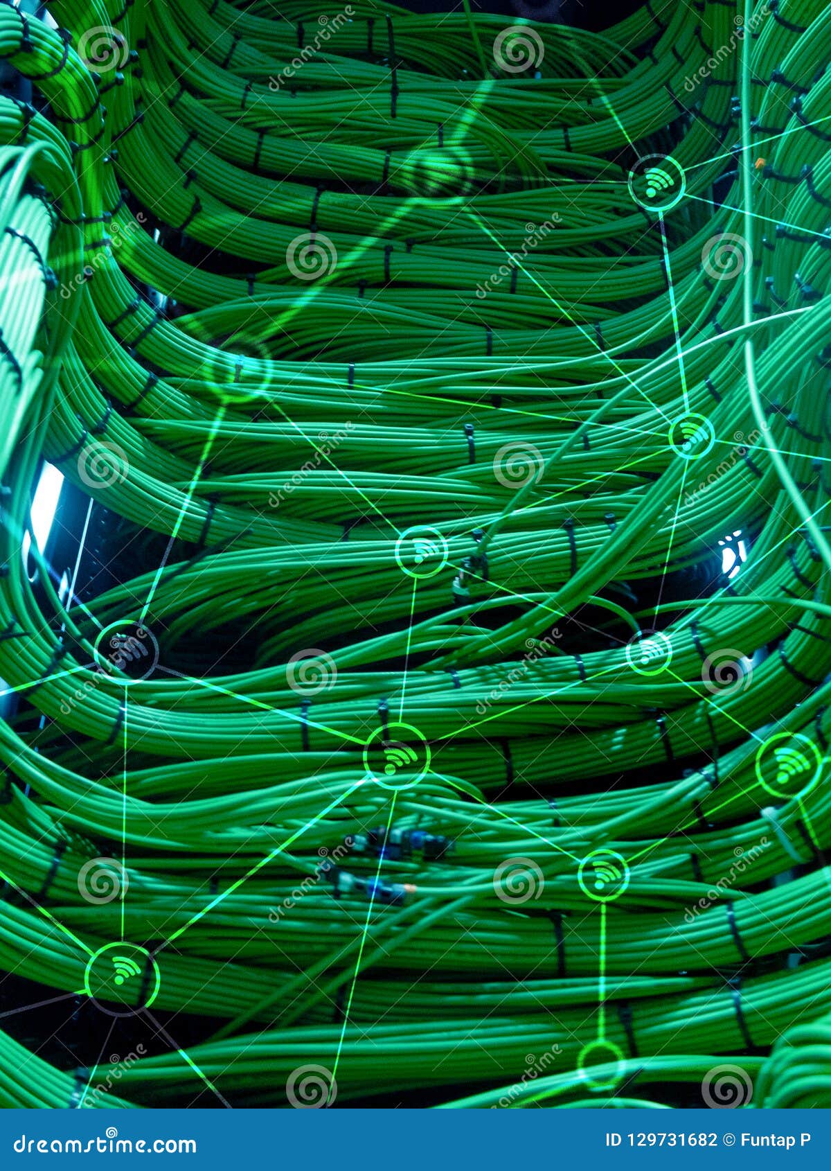 Wi Fi Network Abstract Structure on Modern Server Room Background Stock ...