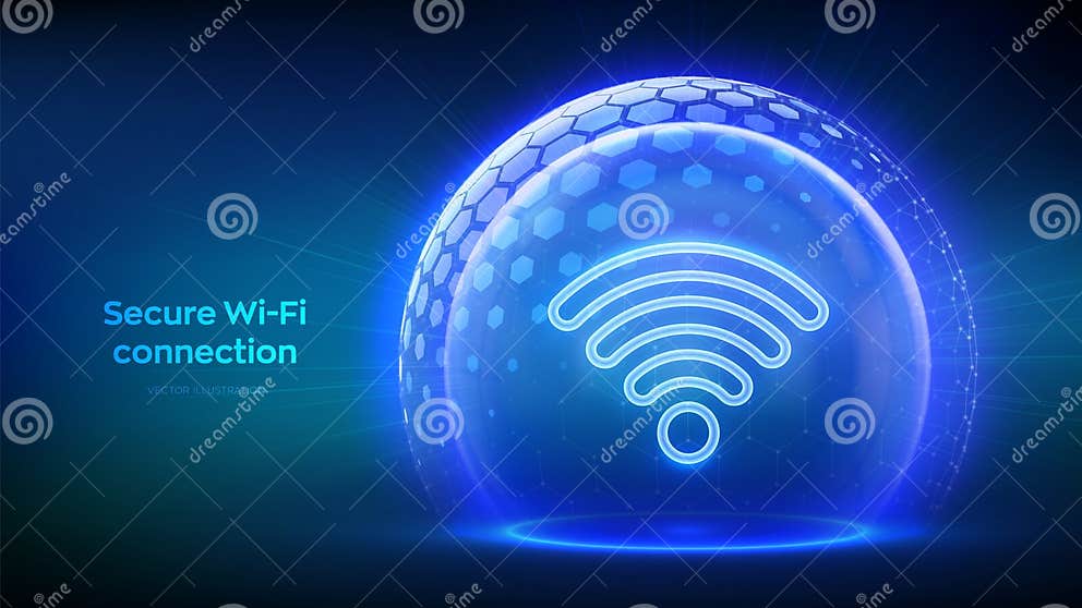 Wi-Fi Network Icon Inside Transparent Protection Sphere Shield with ...