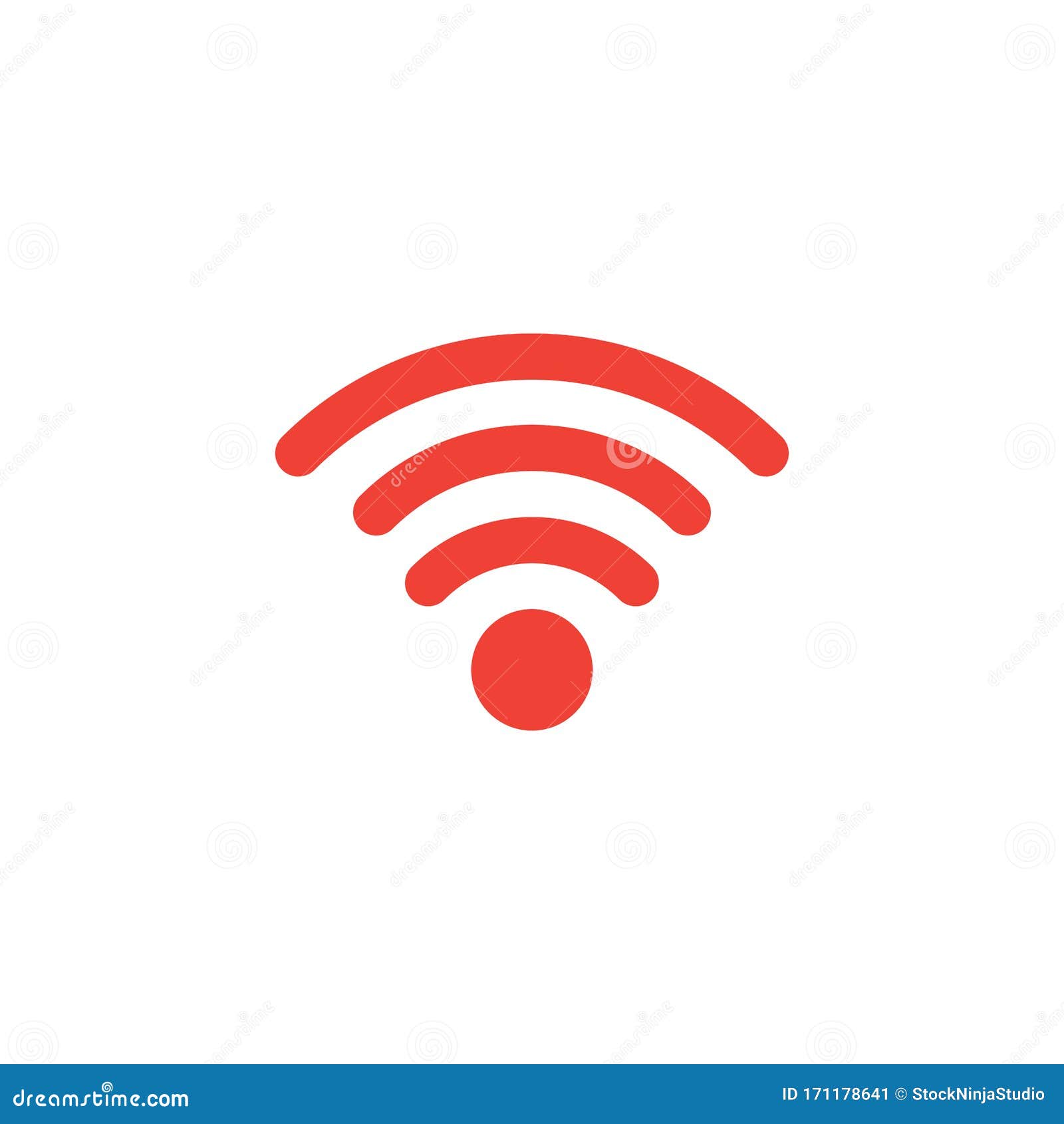 Wi-Fi Red Icon on White Background. Red Flat Style Vector Illustration ...