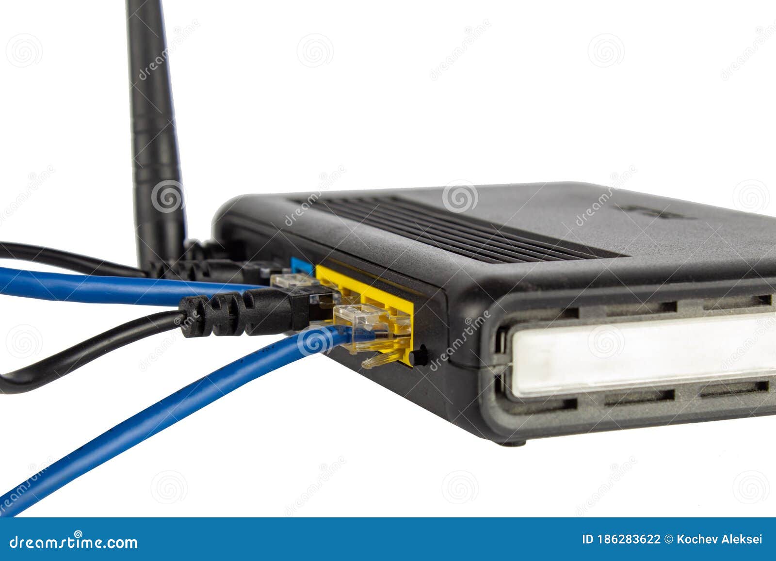 WI-FI Router, Back Panel with Connected Wires Stock Photo - Image of ...