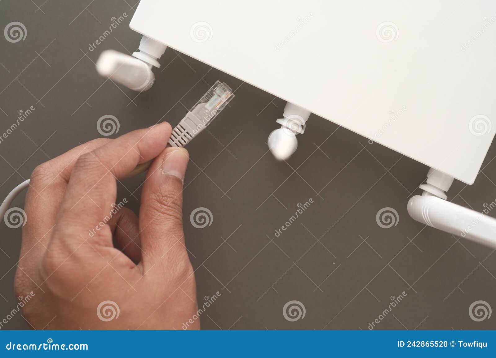 Wi-Fi Router with Cables on Table Stock Photo - Image of ethernet ...