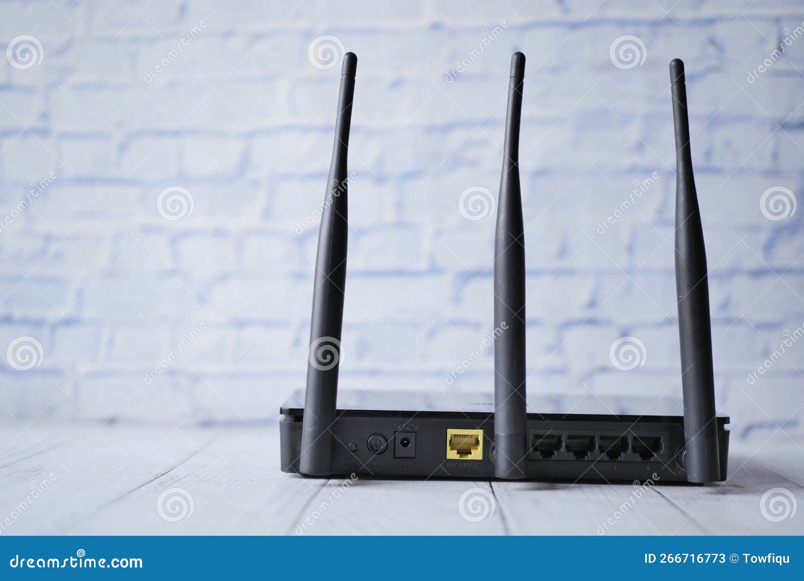 Wi-Fi Router with Cables on Table Stock Image - Image of center ...