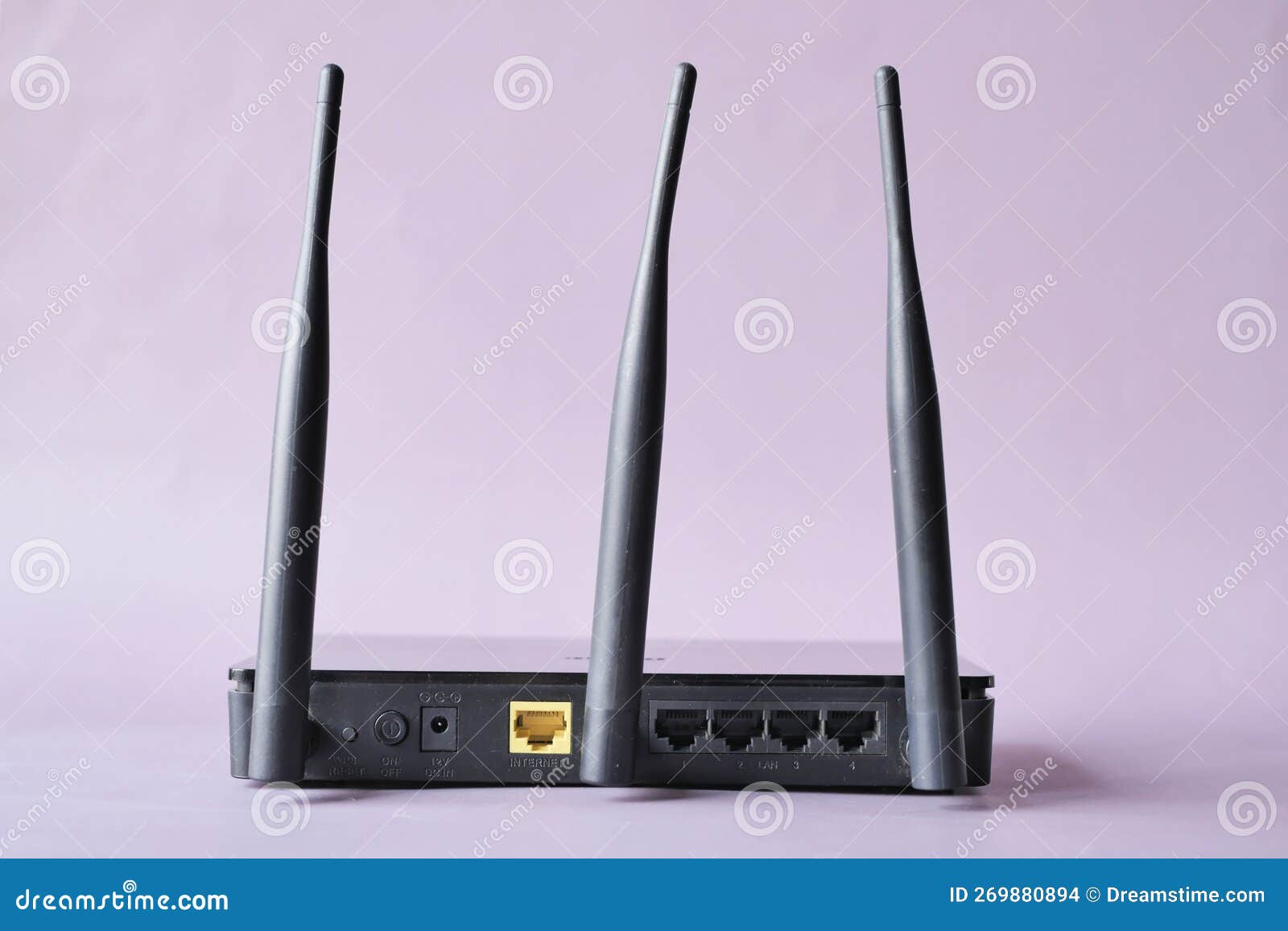 Wi-Fi Router with Cables on Table Stock Photo - Image of digital, port ...