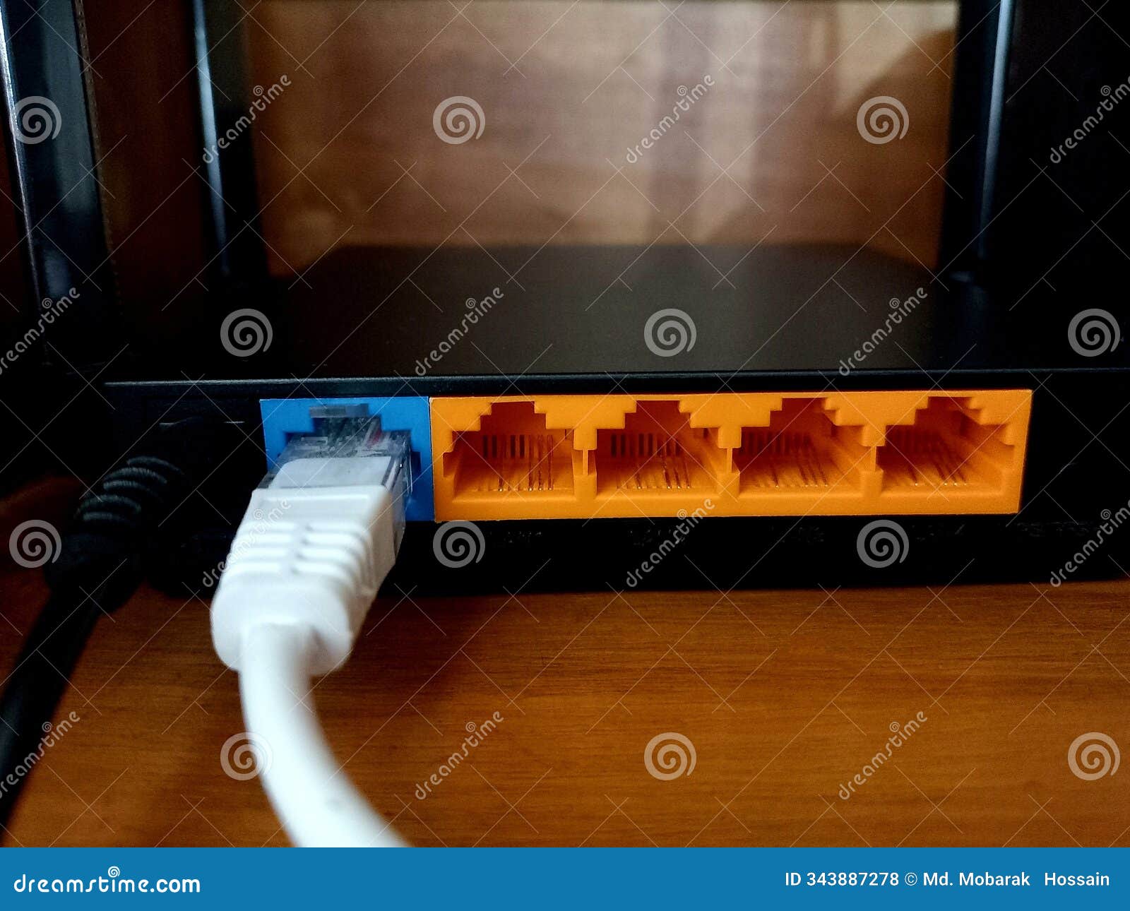 A Wi-Fi Router is Connected To the Internet and Power Supply Stock ...