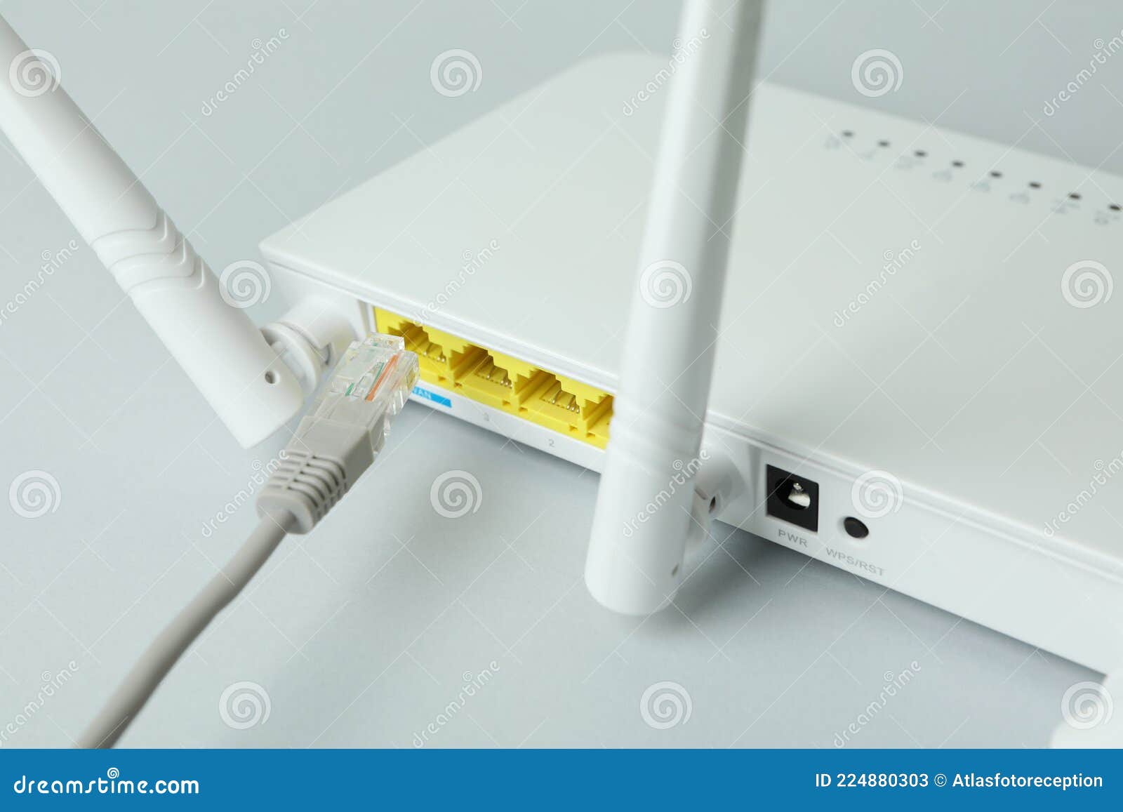 Wi - Fi Router and Connection Cable, Close Up Stock Image - Image of ...