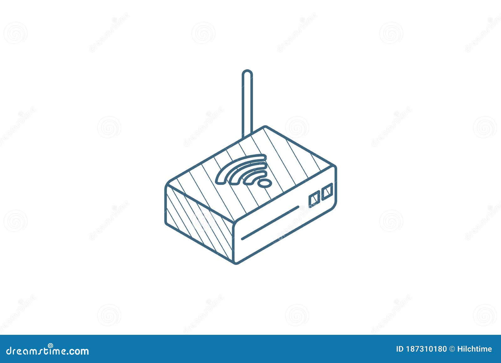 Wi-fi Router Isometric Icon. 3d Line Art Technical Drawing. Editable ...