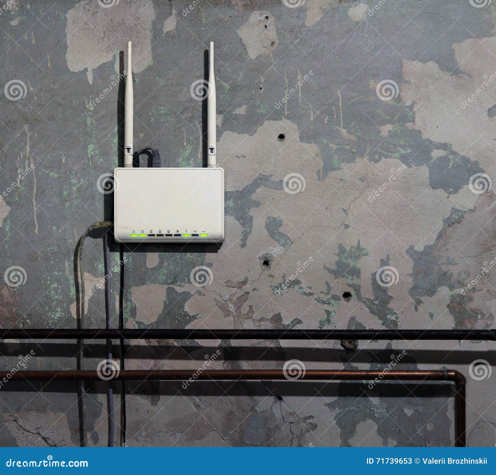 Wi-Fi Router On An Old Wall In A Dark Room - Background Stock ...