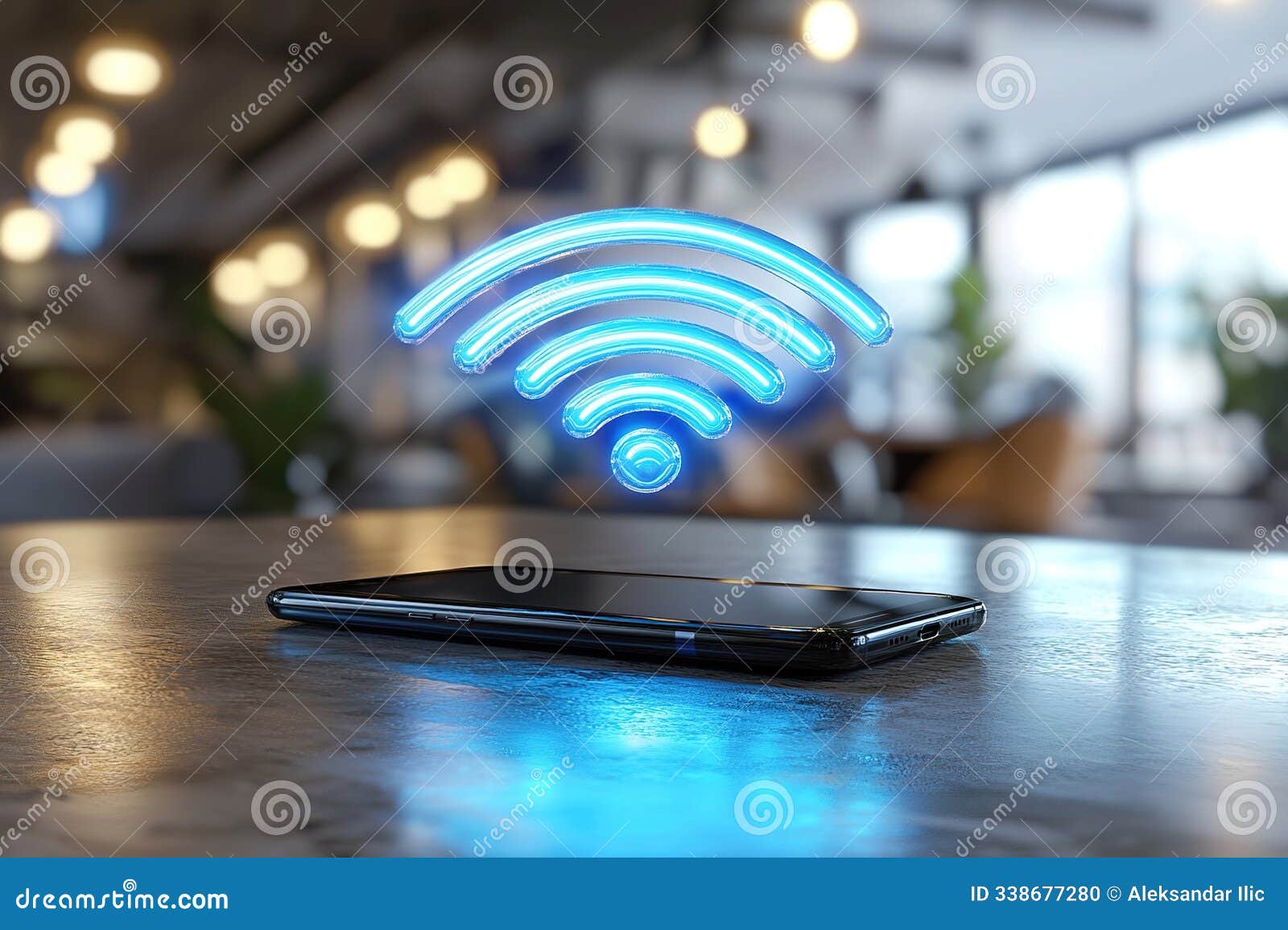 Wi-Fi Symbol Sign Above Smartphone. Wireless Internet ,network ...