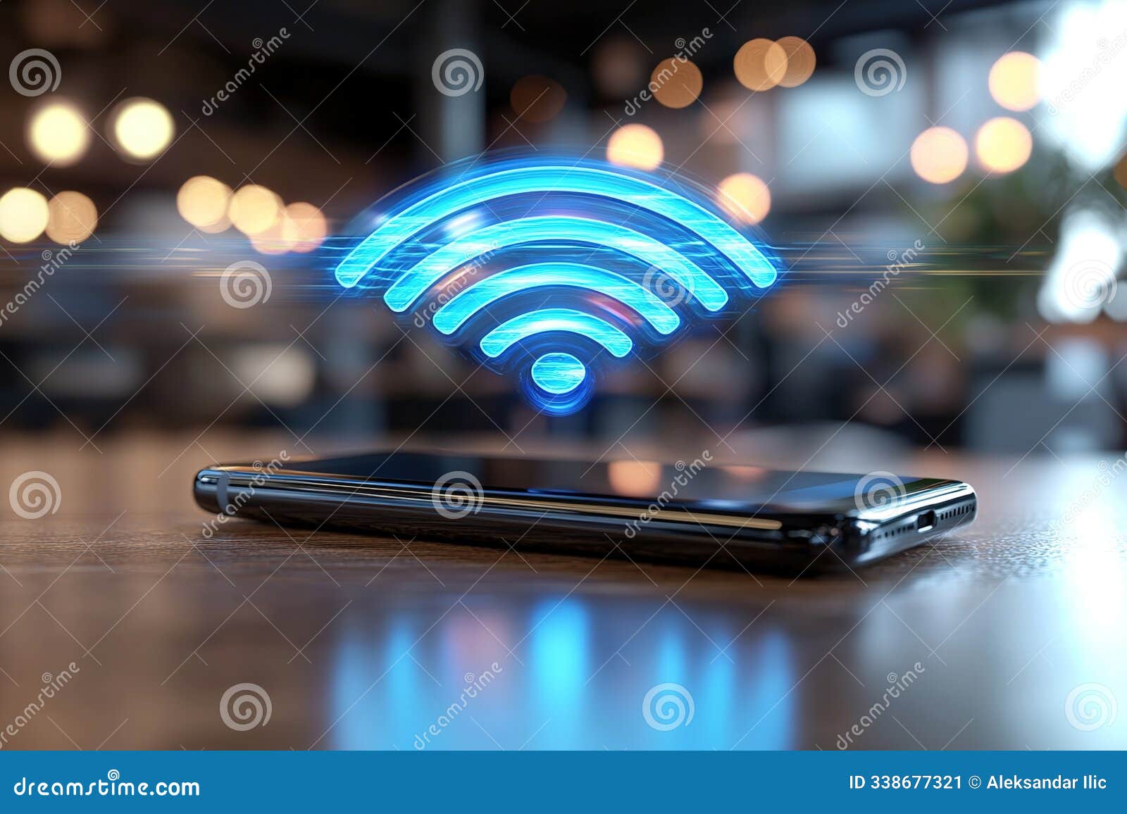Wi-Fi Symbol Sign Above Smartphone. Wireless Internet ,network ...
