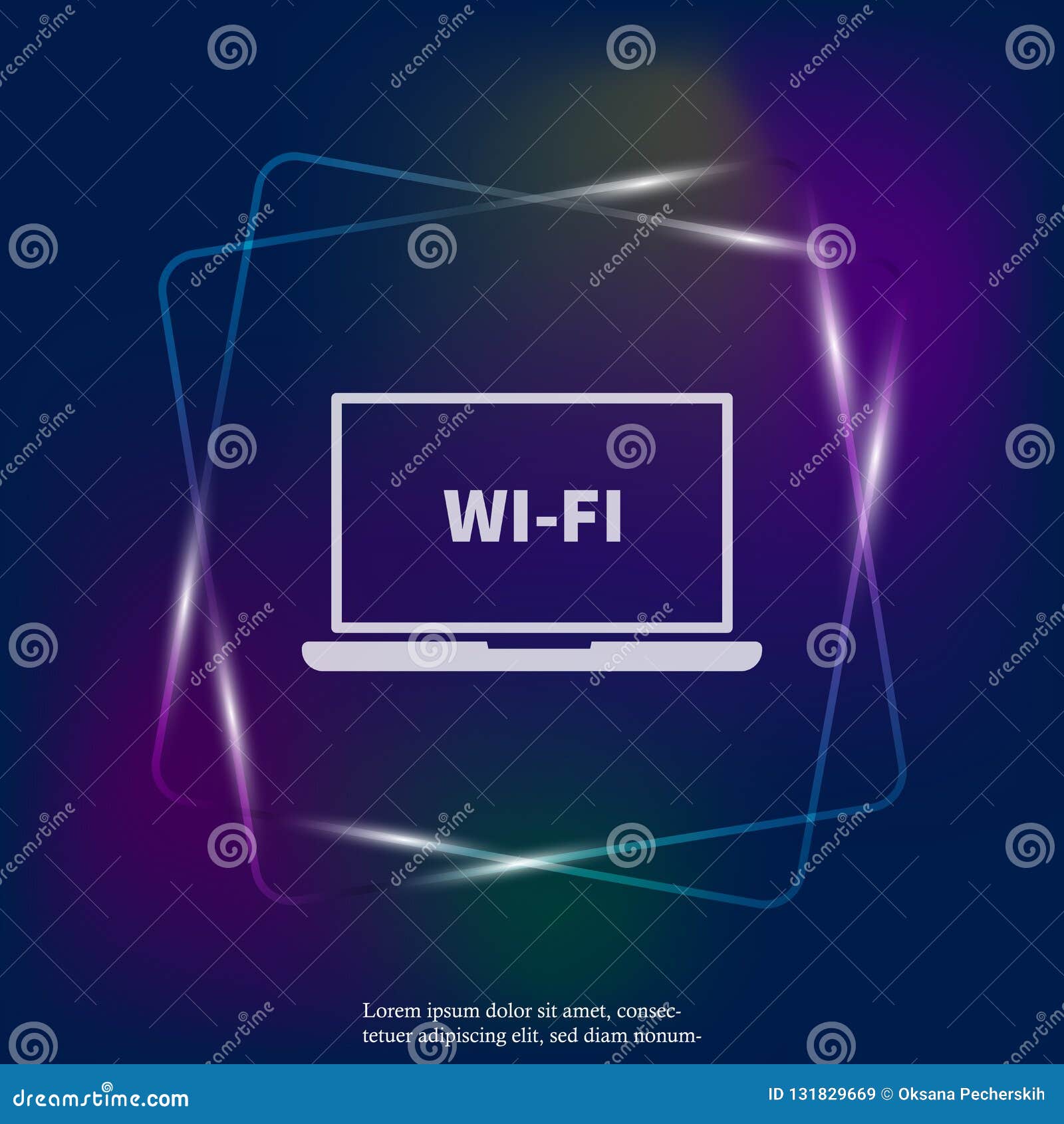 Wi-Fi Vector Neon Light Icon. Wi-Fi on Computer Illustration Stock ...