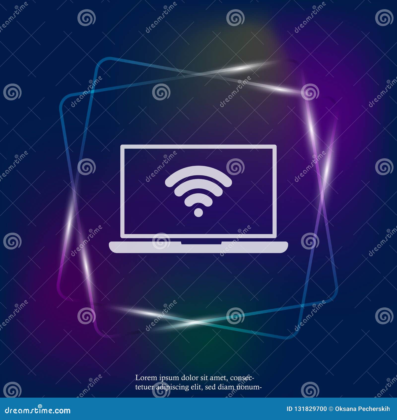 Wi-Fi Vector Neon Light Icon. Wi-Fi on Computer Illustration Stock ...