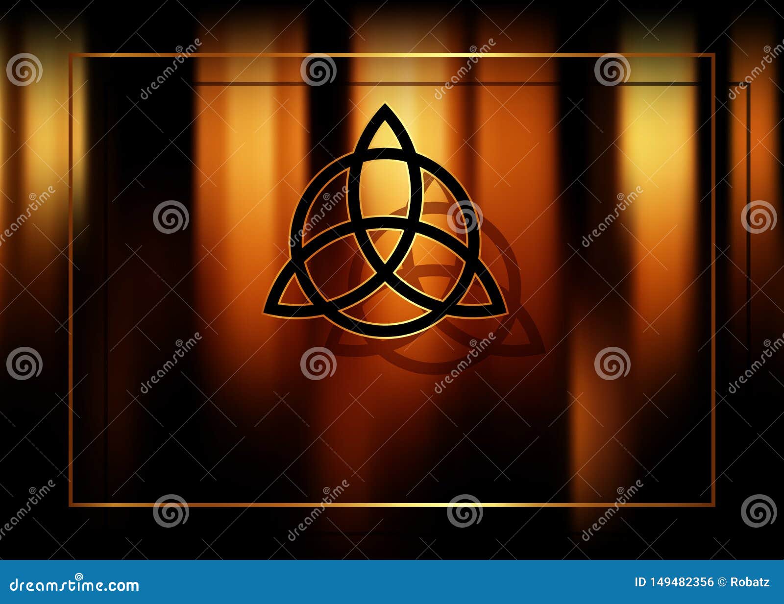 Triquetra, Trinity Knot, Wiccan Symbol For Protection. Blurred Fire ...