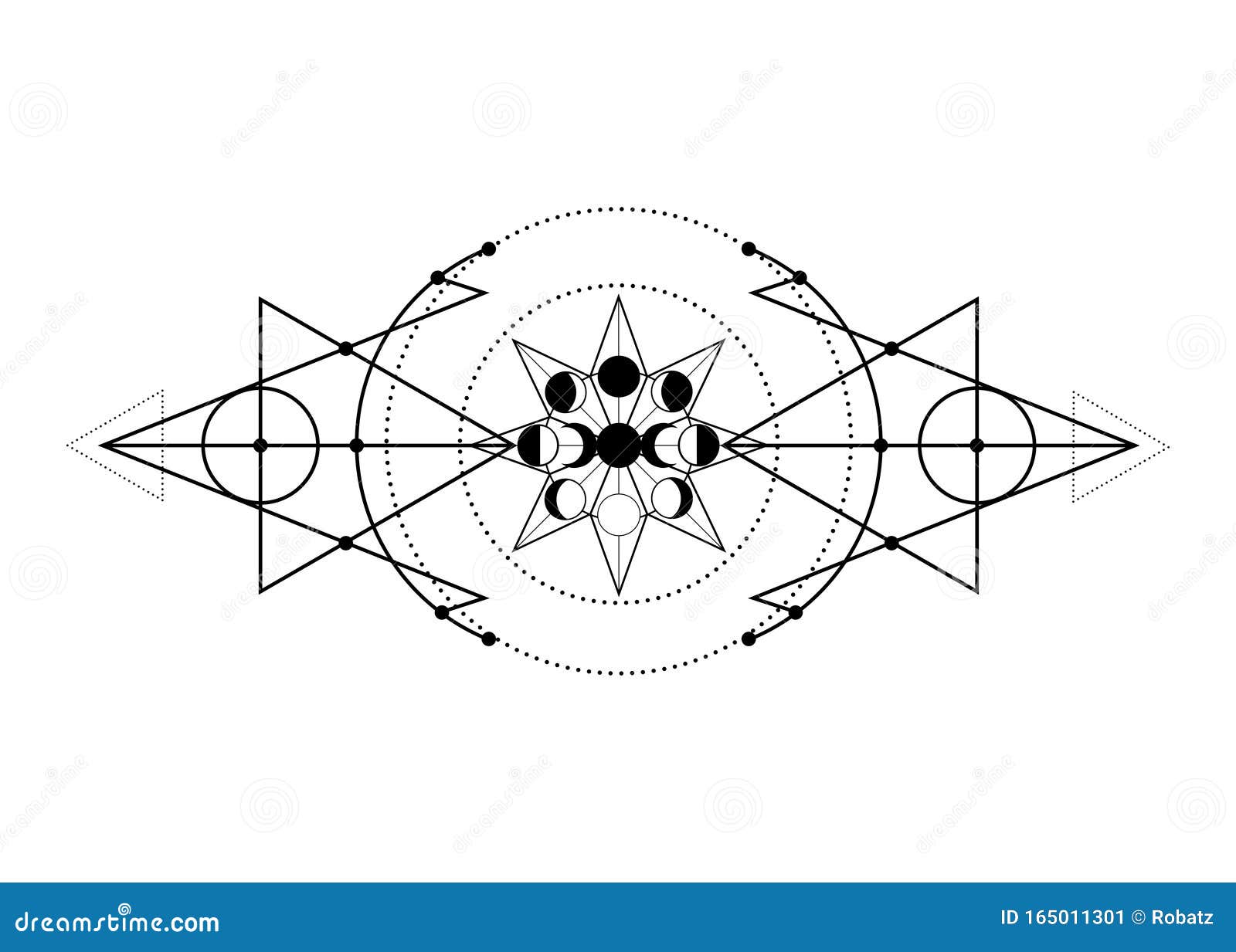 Phases of the Moon and Triple Moon. Mystical Drawing, Energy Circles ...
