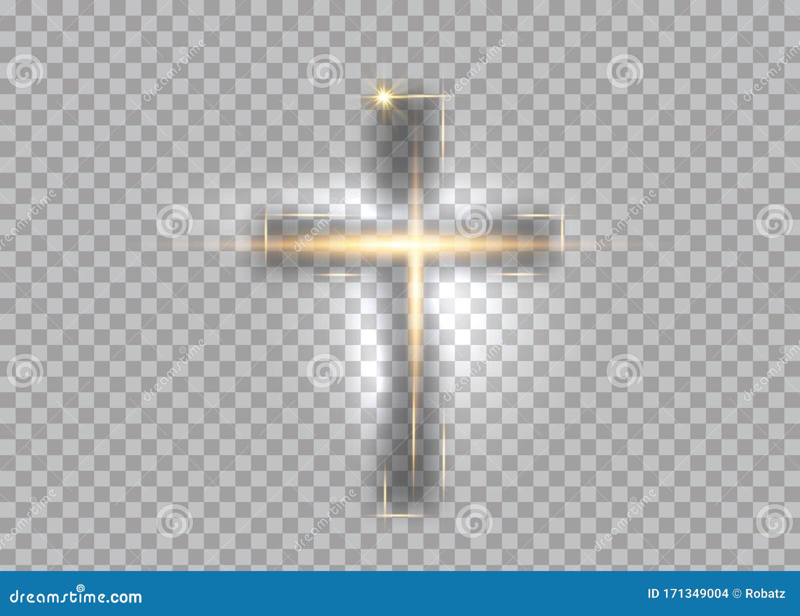 Cross of Light, Shiny Cross with Golden Frame Symbol of Christianity ...