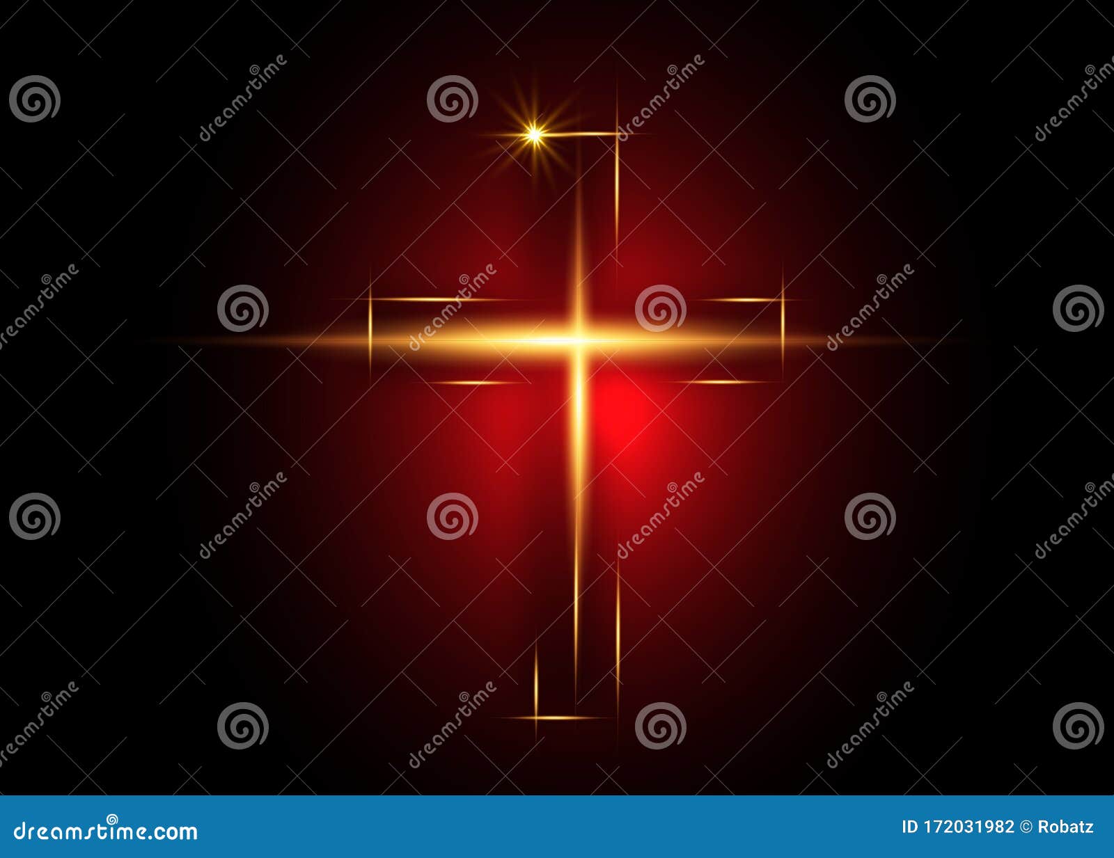 Cross of Light, Shiny Cross with Golden Frame Symbol of Christianity ...