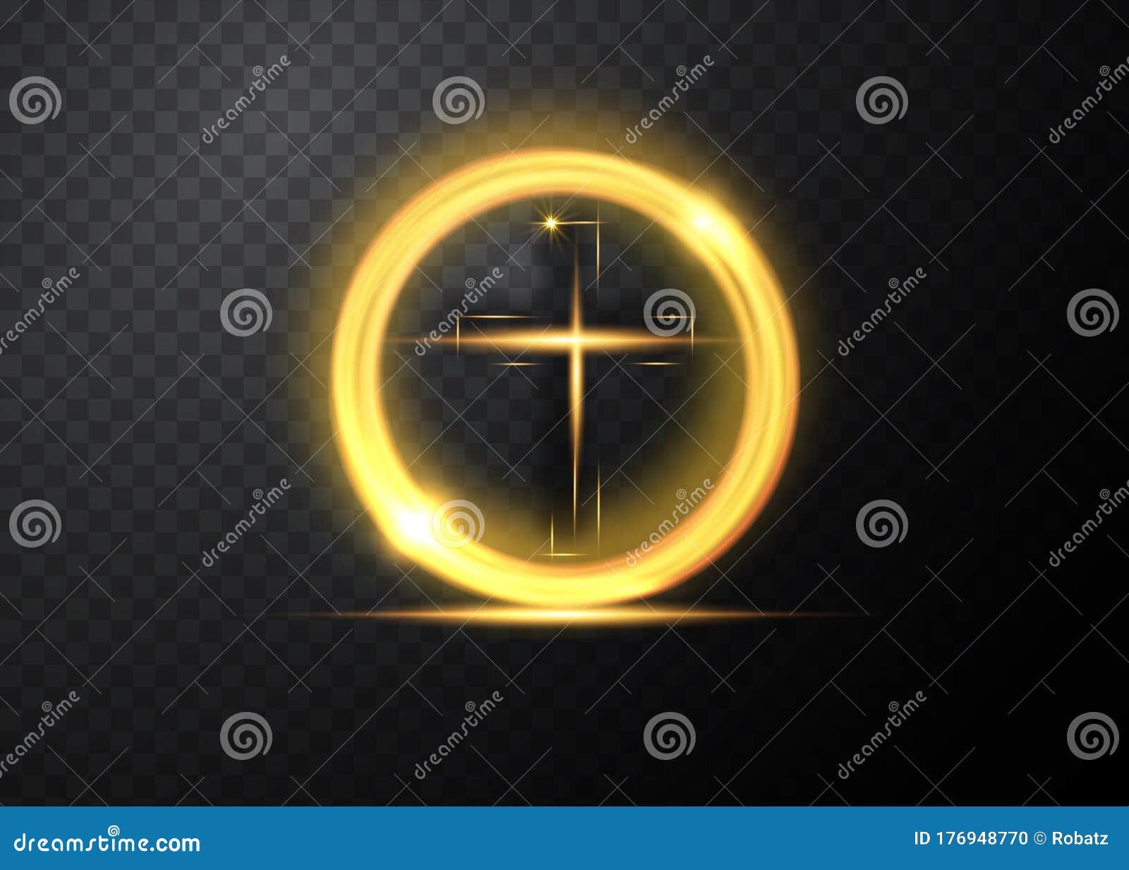 Cross of Light, Shiny Cross with Golden Round Frame Symbol of ...