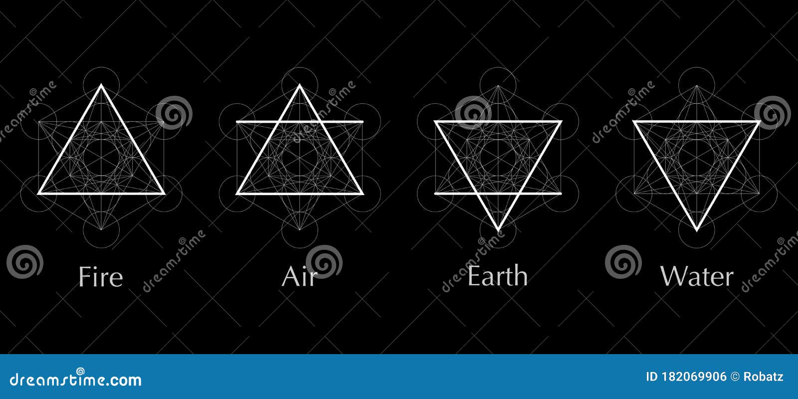 Four Elements Icons, Line, Triangle And Round Symbols Set Template. Air ...
