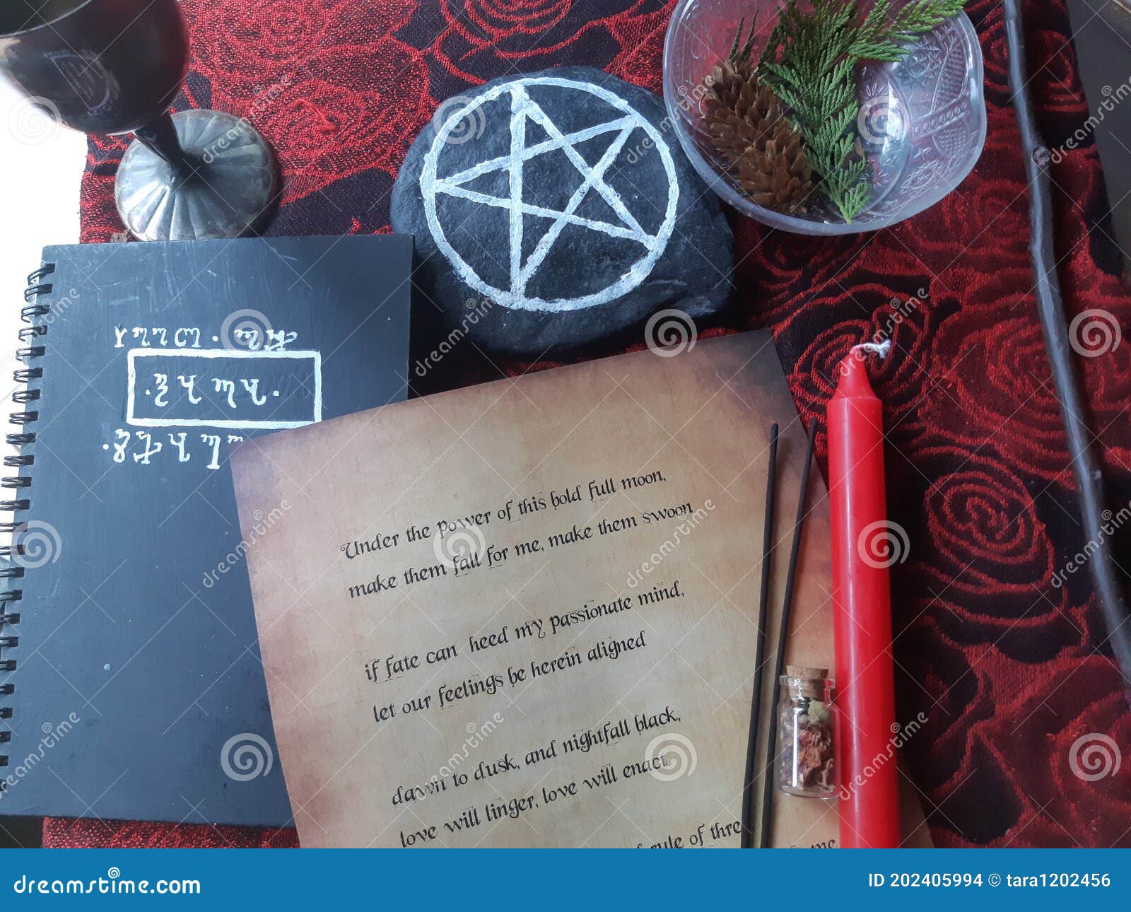 Wiccan Altar Pagan Ritual Spell. Love Spell, Magic Magical Witch Altar ...