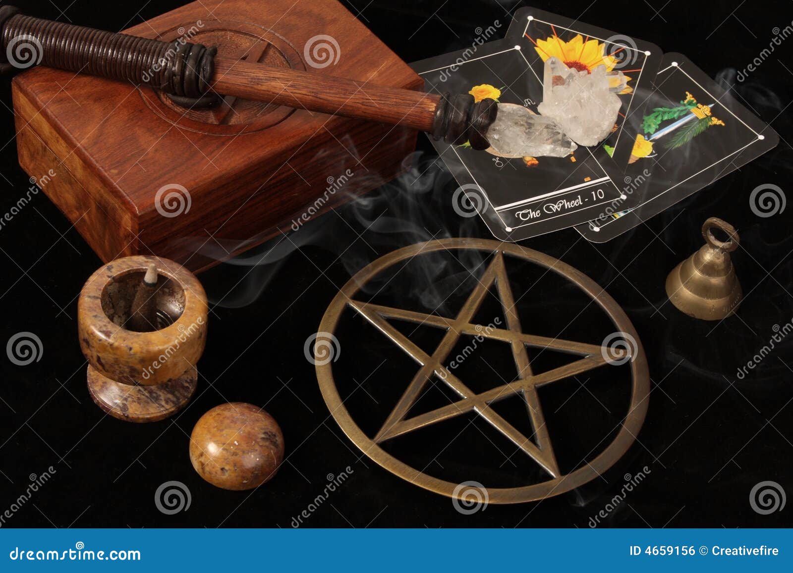 Wiccan Objects and Tarot Cards Stock Photo - Image of knowledge ...
