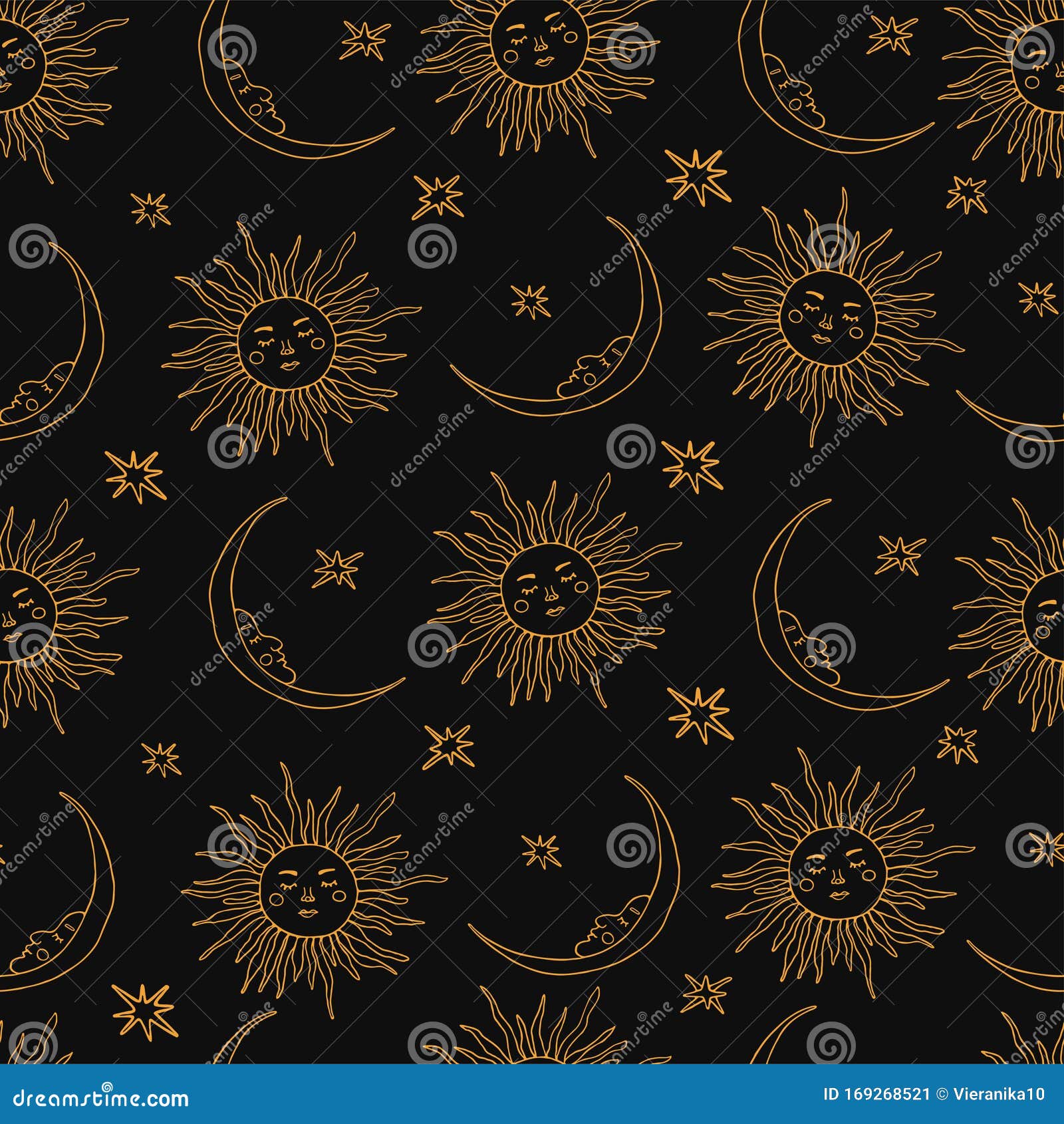 Wiccan Seamless Pattern with Magic Symbols Stock Vector - Illustration ...