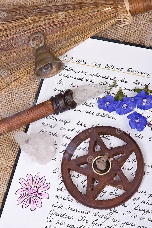Wiccan Spring Ritual - Book of Shadows Stock Image - Image of ...