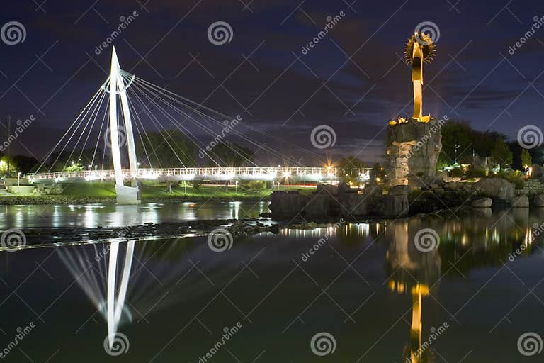 Wichita Bridge stock photo. Image of city, dark, night - 13308118
