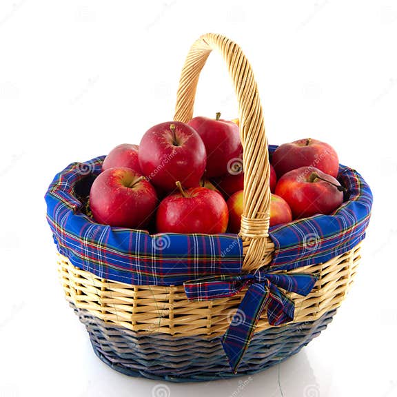 Wicked cane basket apples stock photo. Image of isolated - 17030342