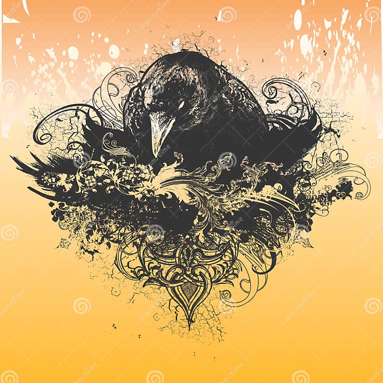 Wicked Crow Illustration stock vector. Illustration of grunge - 9786778
