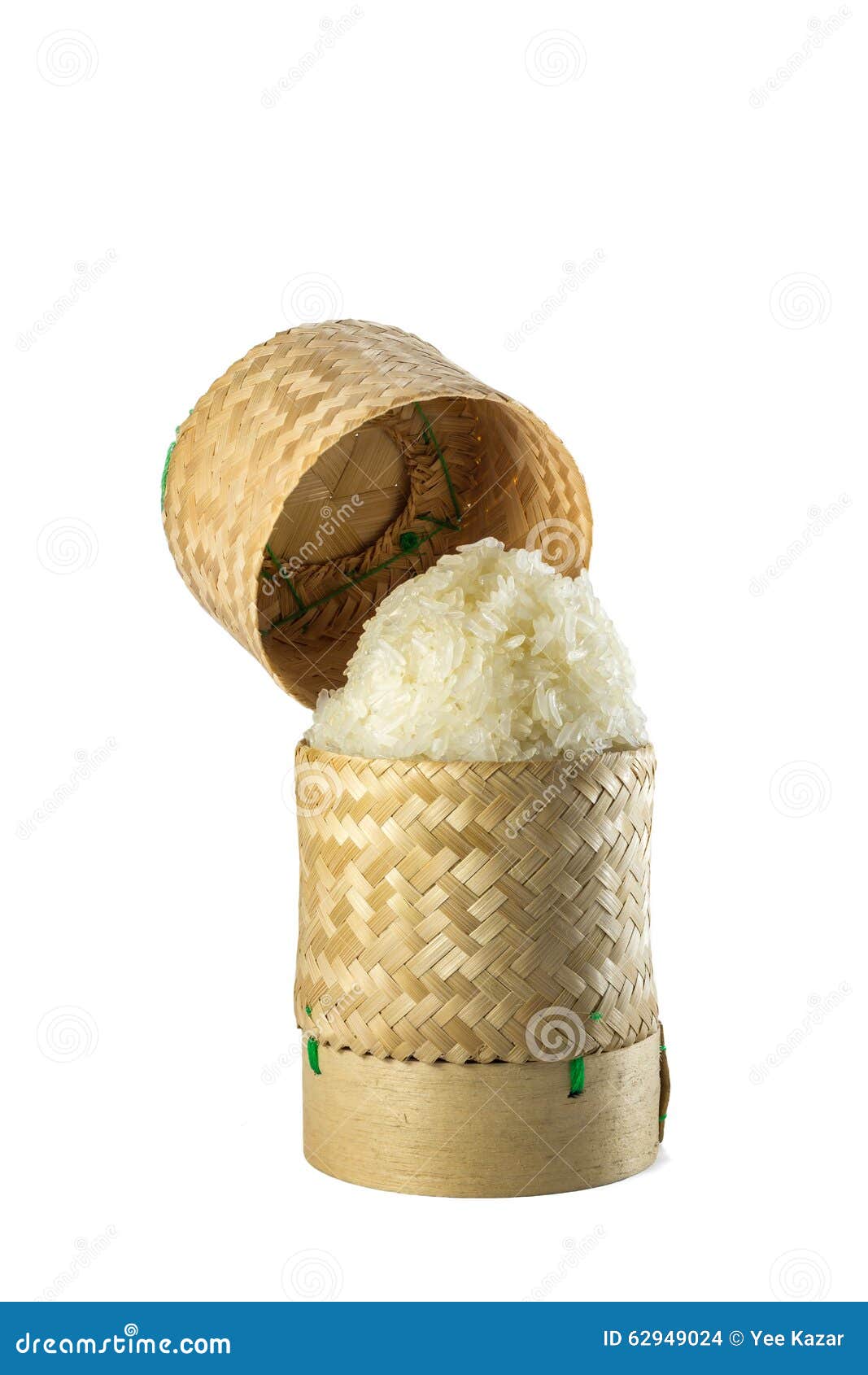 Wicker Bamboo Sticky Rice Tradition Handicraft with White Background ...